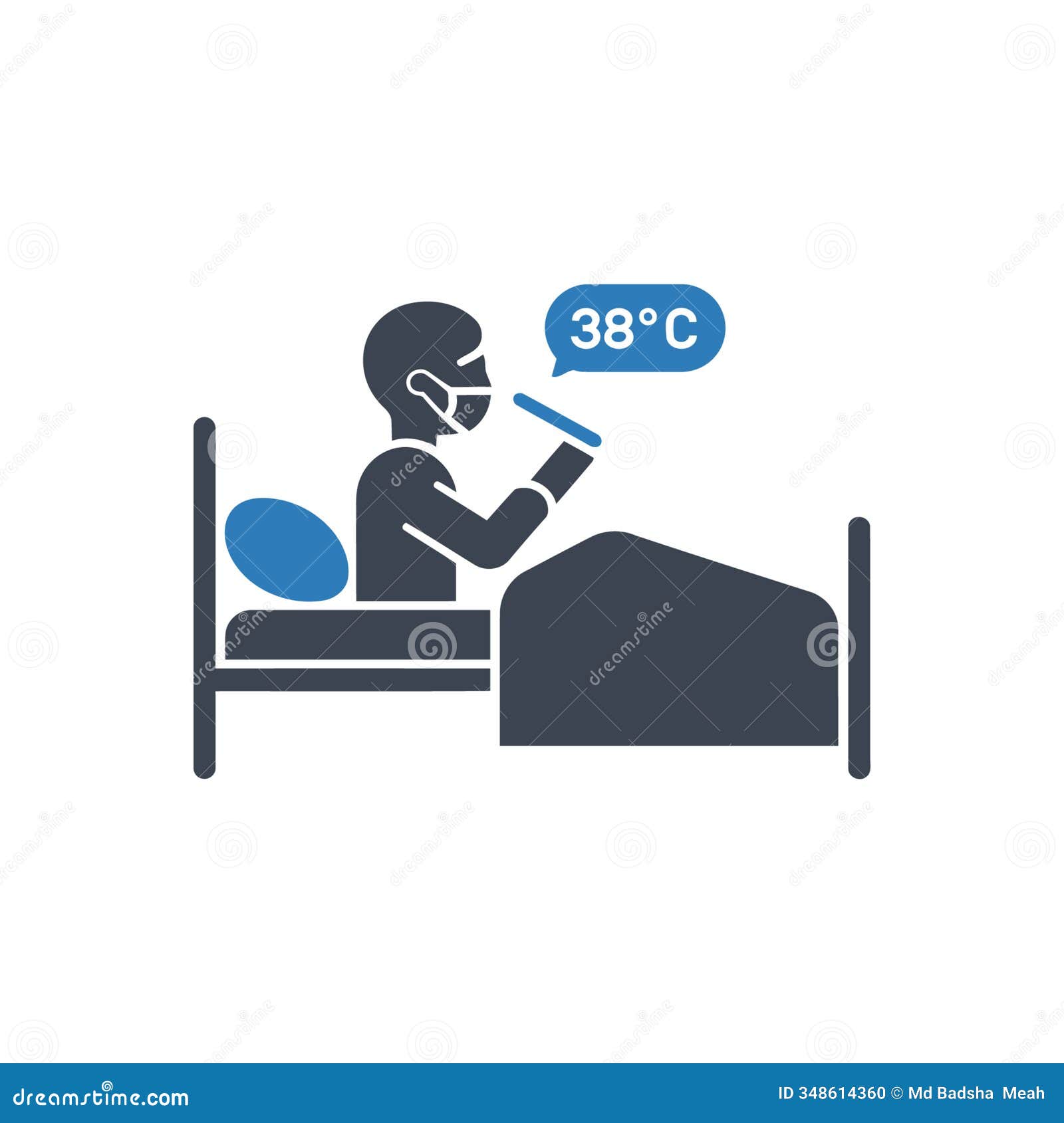Fever Patient icon stock illustration. Illustration of thermometer ...