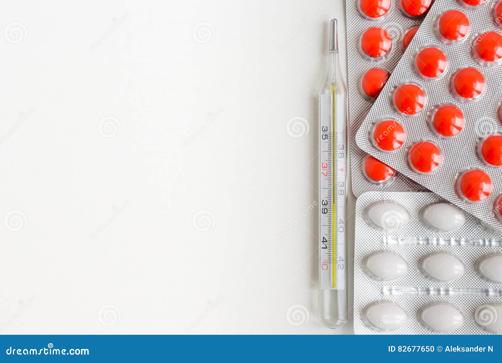 Fever Thermometer Showing a Temperature of 39 Degrees Celsius and Some ...