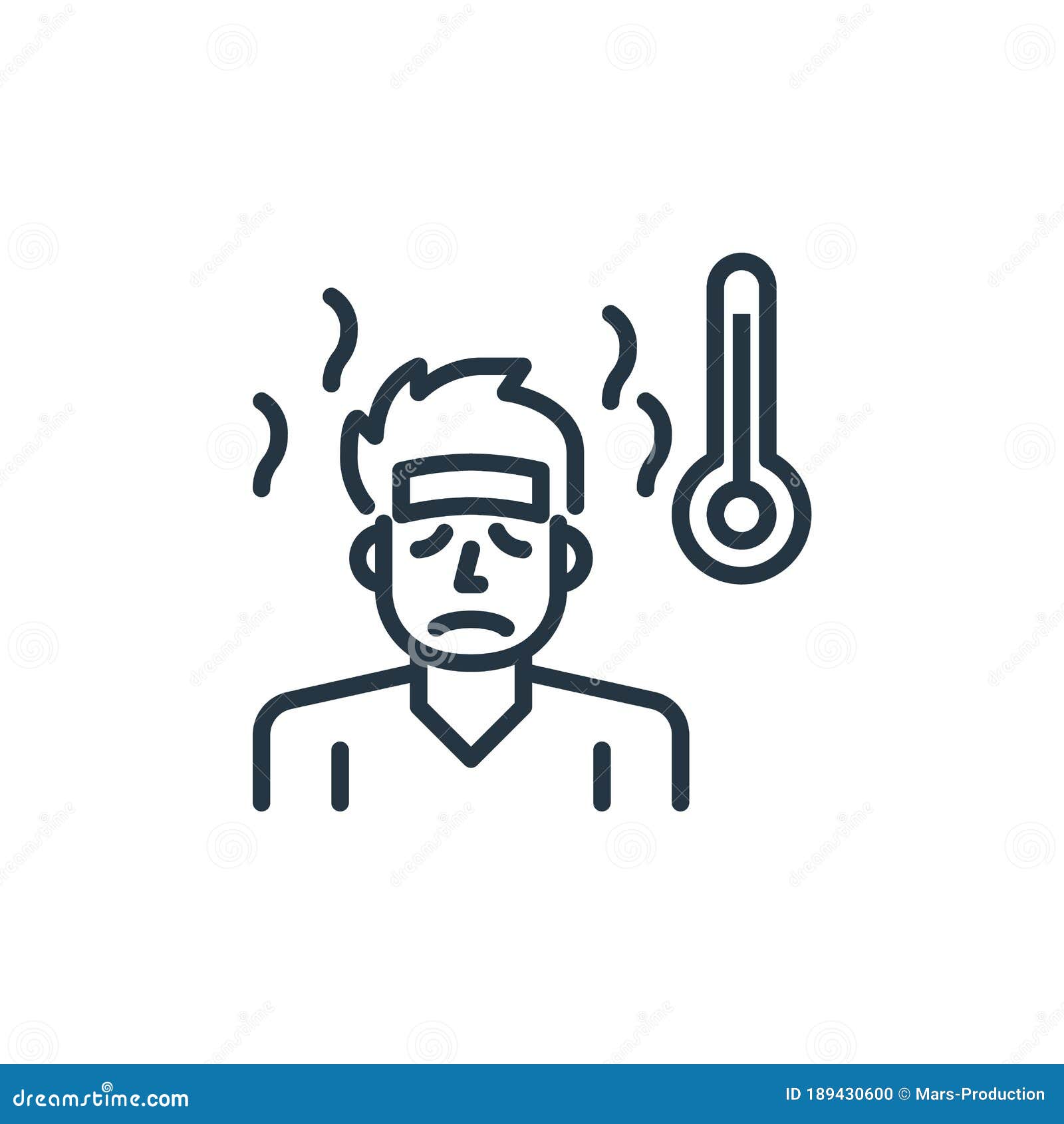 Fever Vector Icon Isolated on White Background. Outline, Thin Line ...