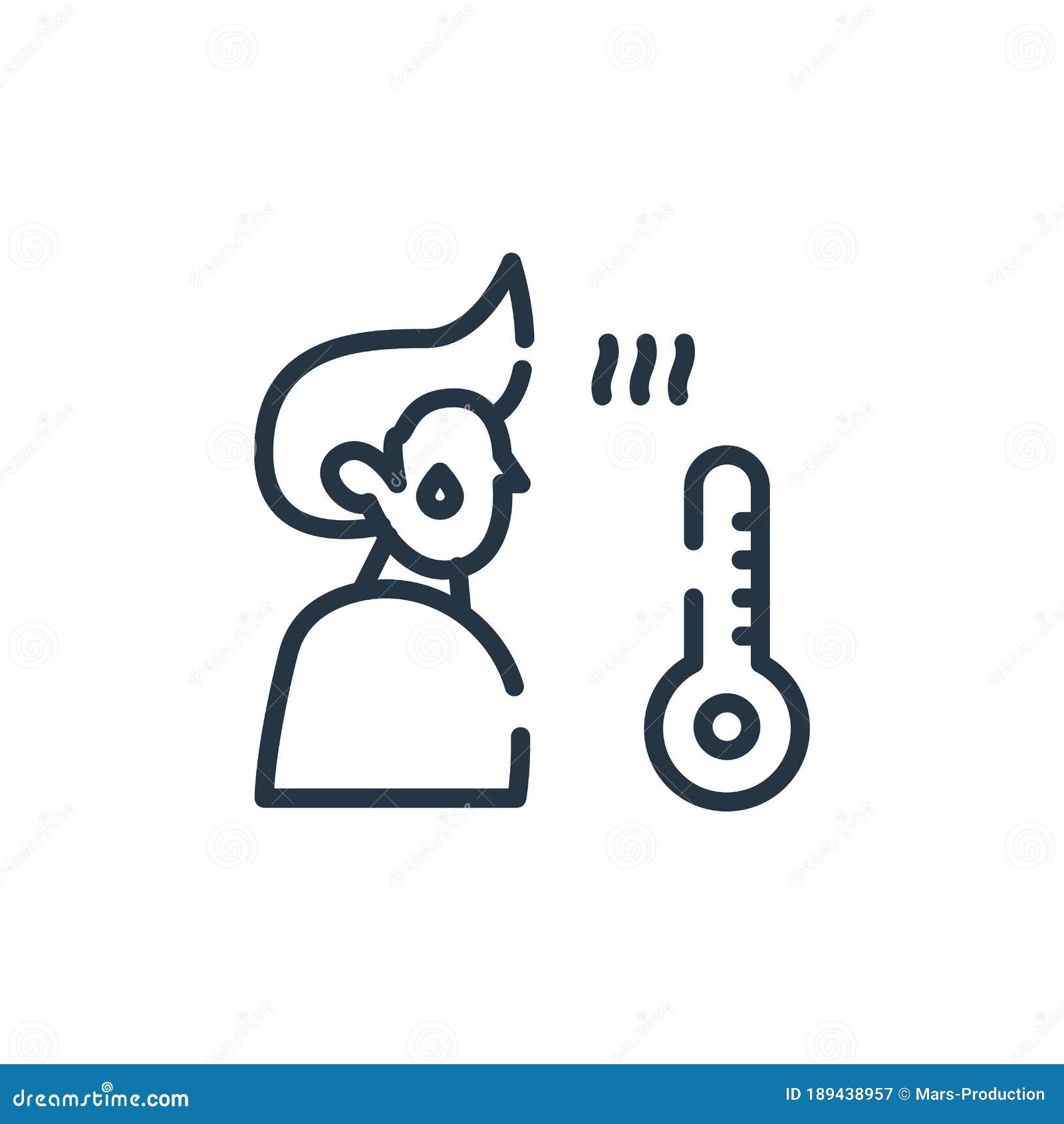 Fever Vector Icon Isolated on White Background. Outline, Thin Line ...