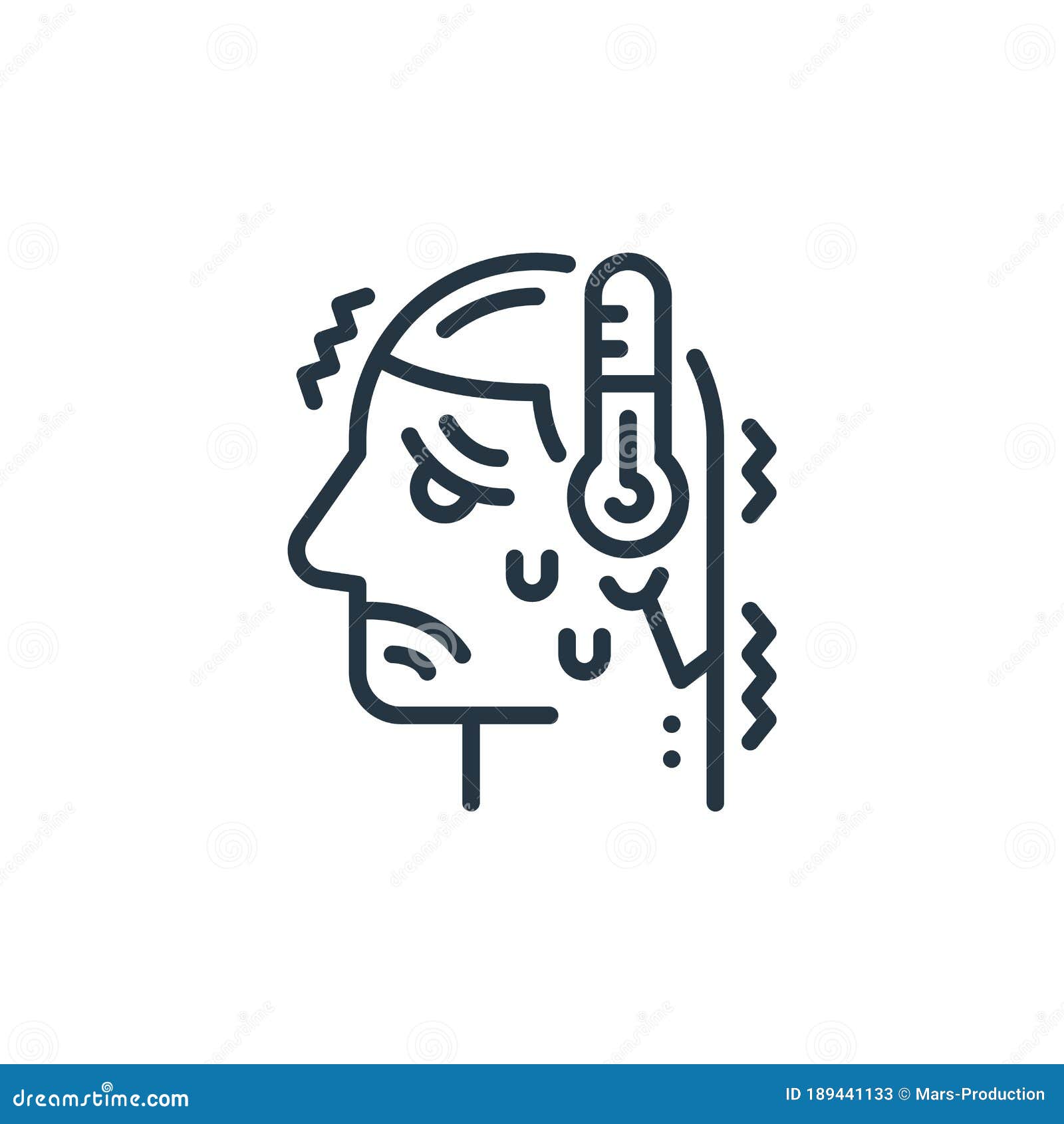 Fever Vector Icon Isolated on White Background. Outline, Thin Line ...