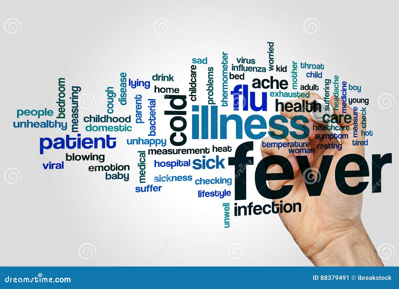 Fever word cloud stock image. Image of child, baby, resting - 88379491