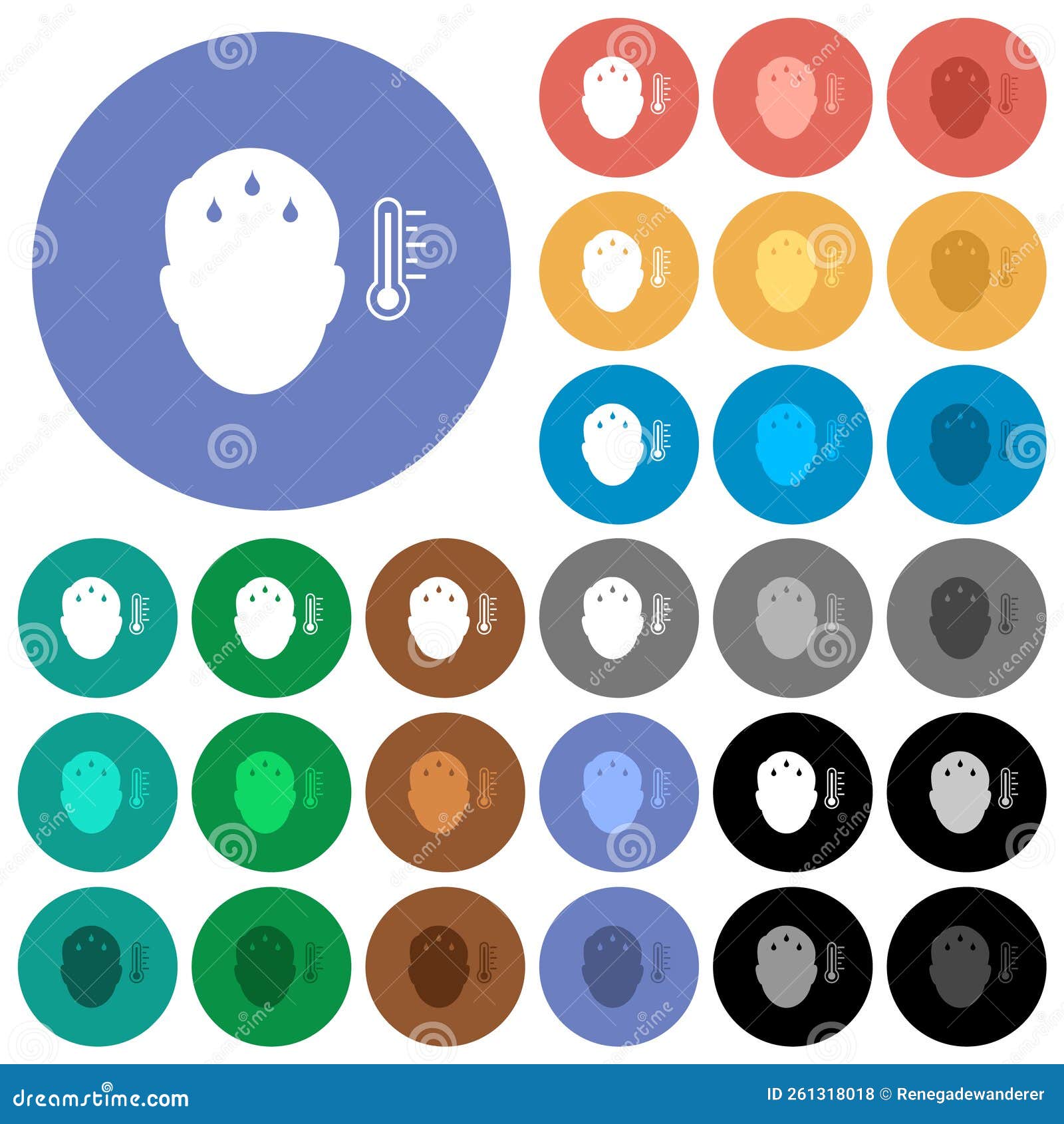 Feverish Man Solid Round Flat Multi Colored Icons Stock Vector ...