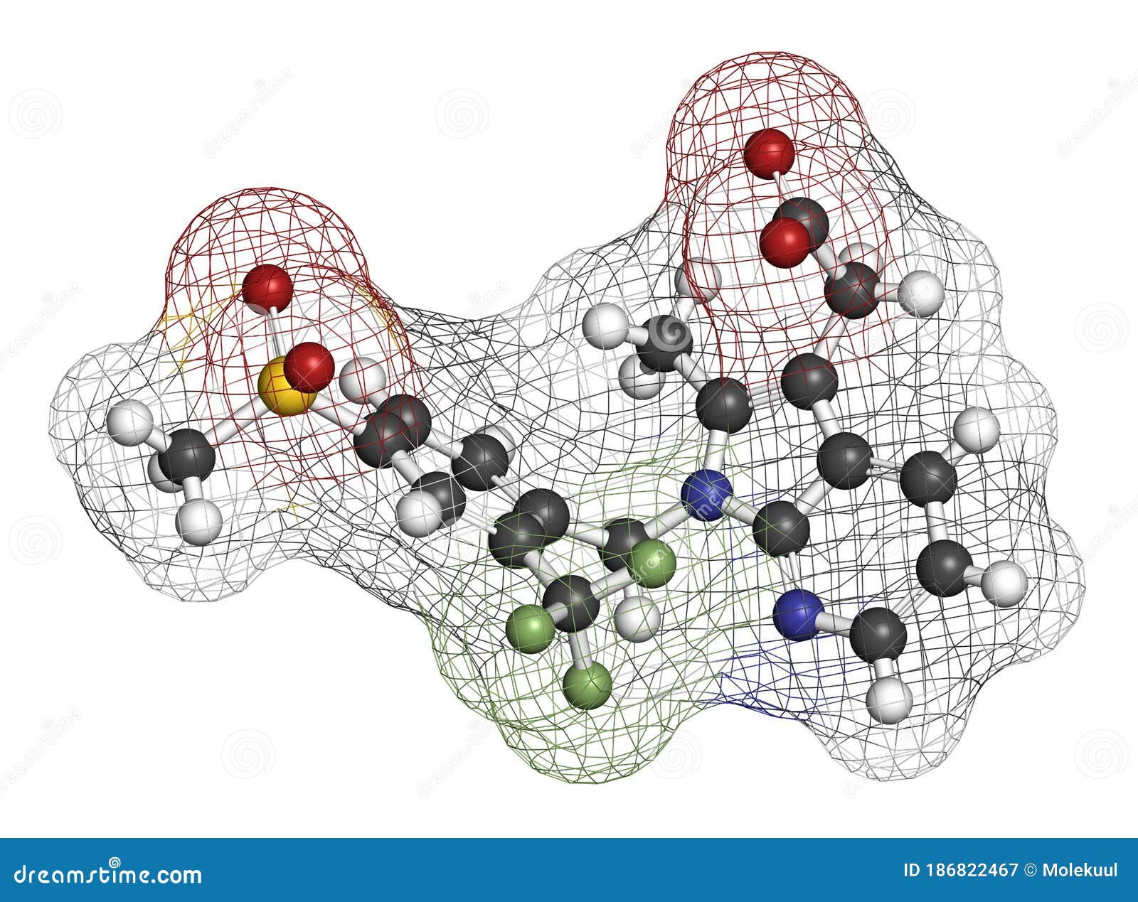 Fevipiprant Asthma Drug Molecule. 3D Rendering Stock Illustration ...