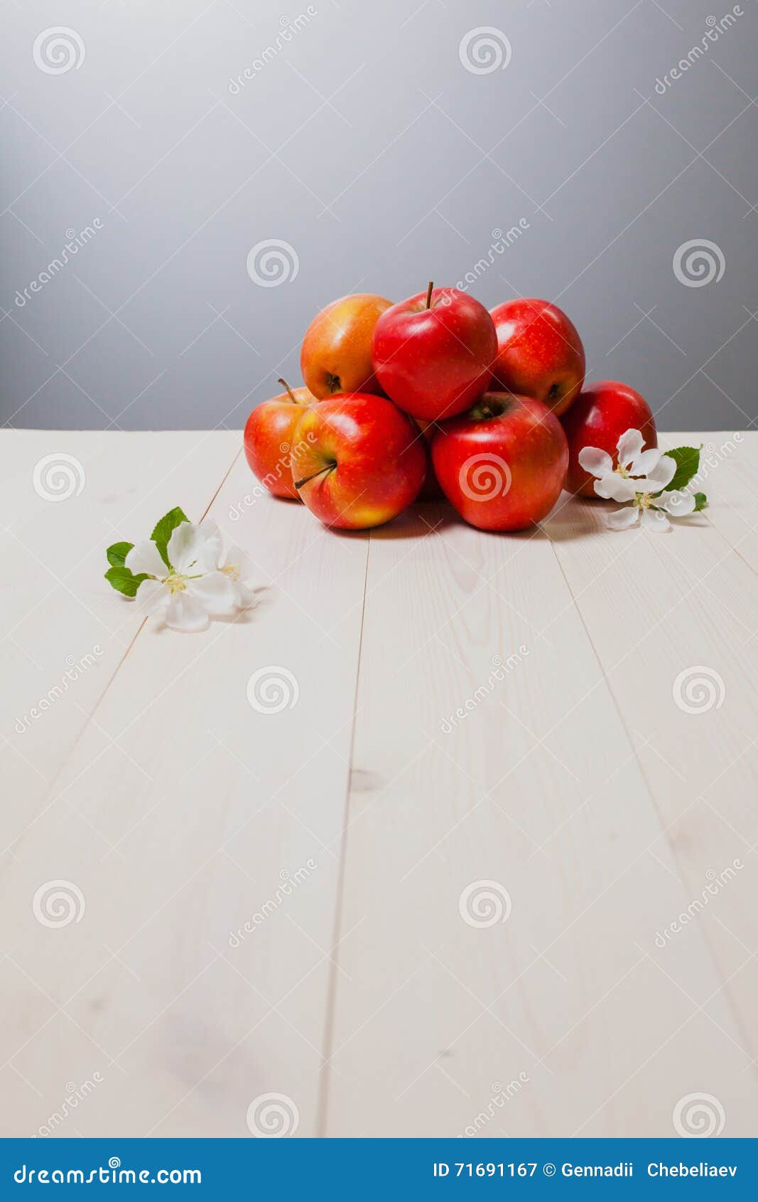 A Few Apples on a White Wooden Surface Stock Image - Image of breakfast ...