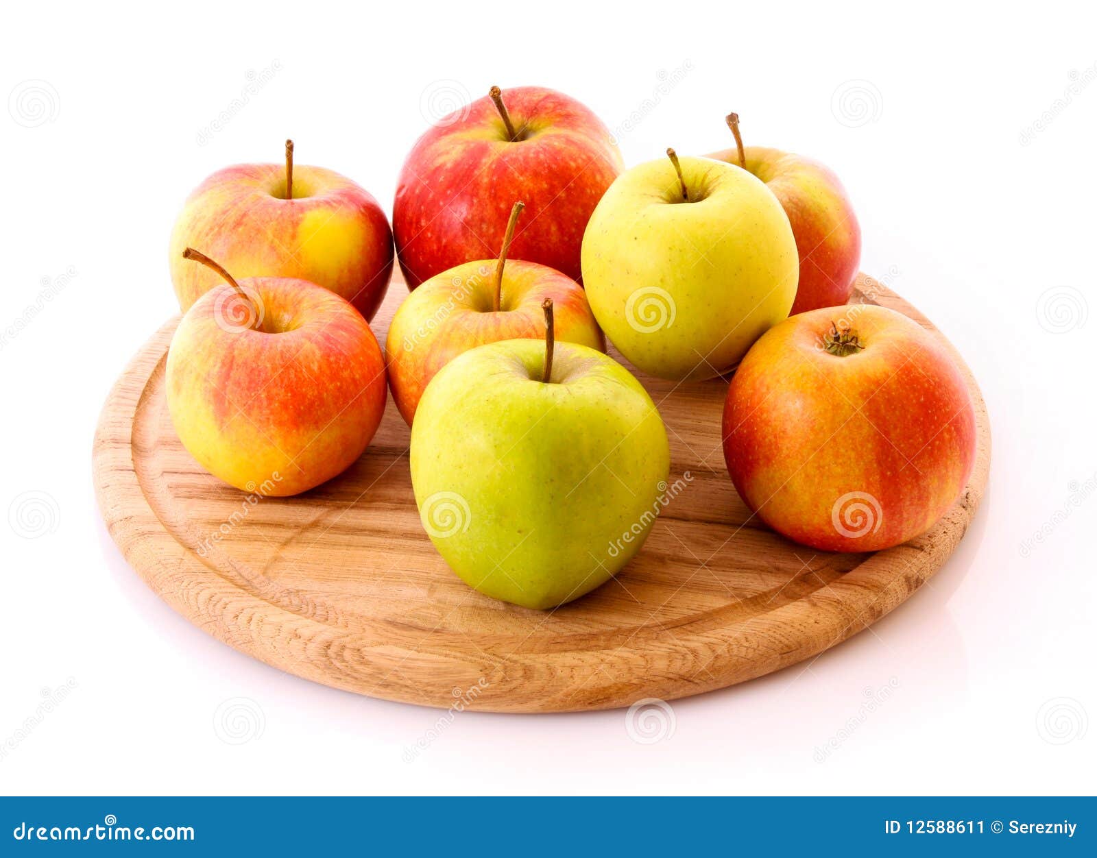 Few Apples on Wooden Tray Isolated Stock Image - Image of food, ripe ...