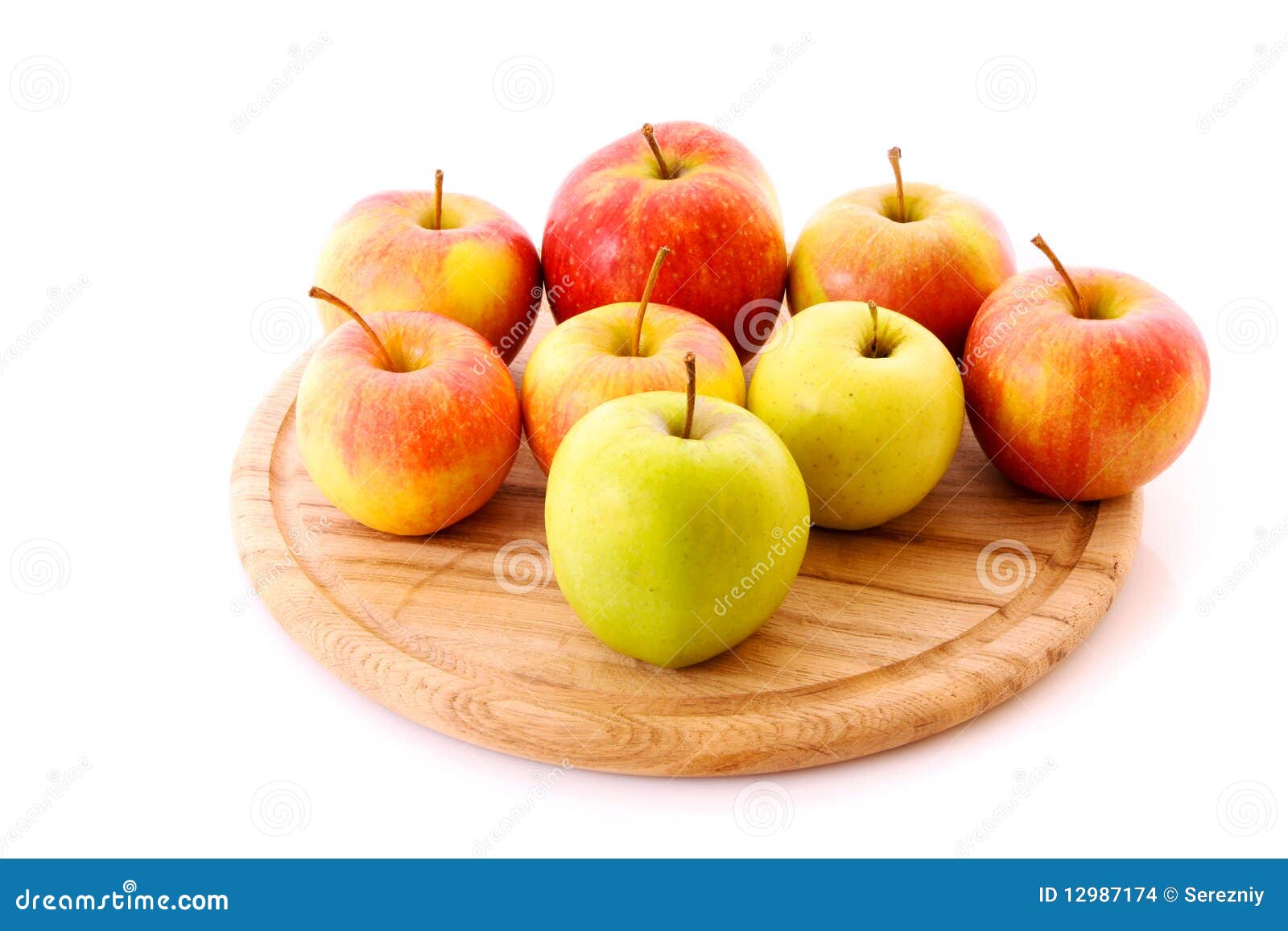 Few Apples on Wooden Tray Isolated Stock Photo - Image of vegetarian ...