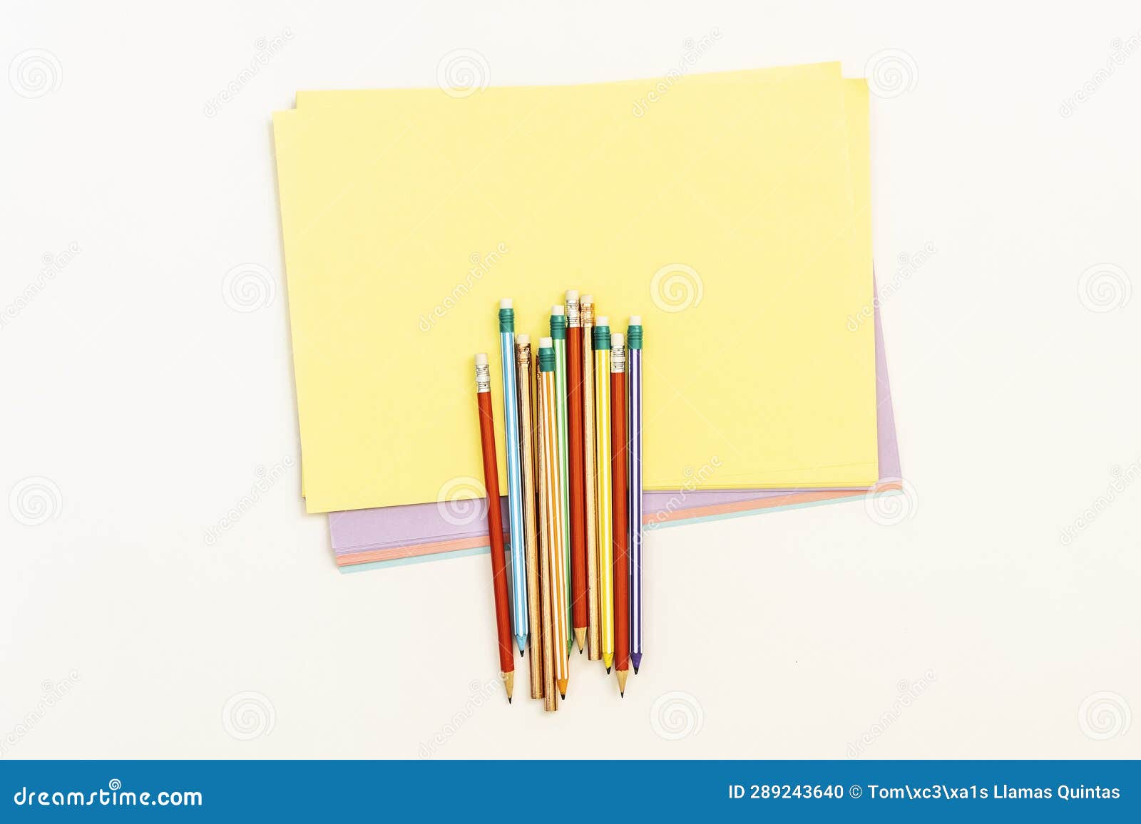 A Few Assorted Colored Graphite Pencils with Small Erasers Stock Photo ...