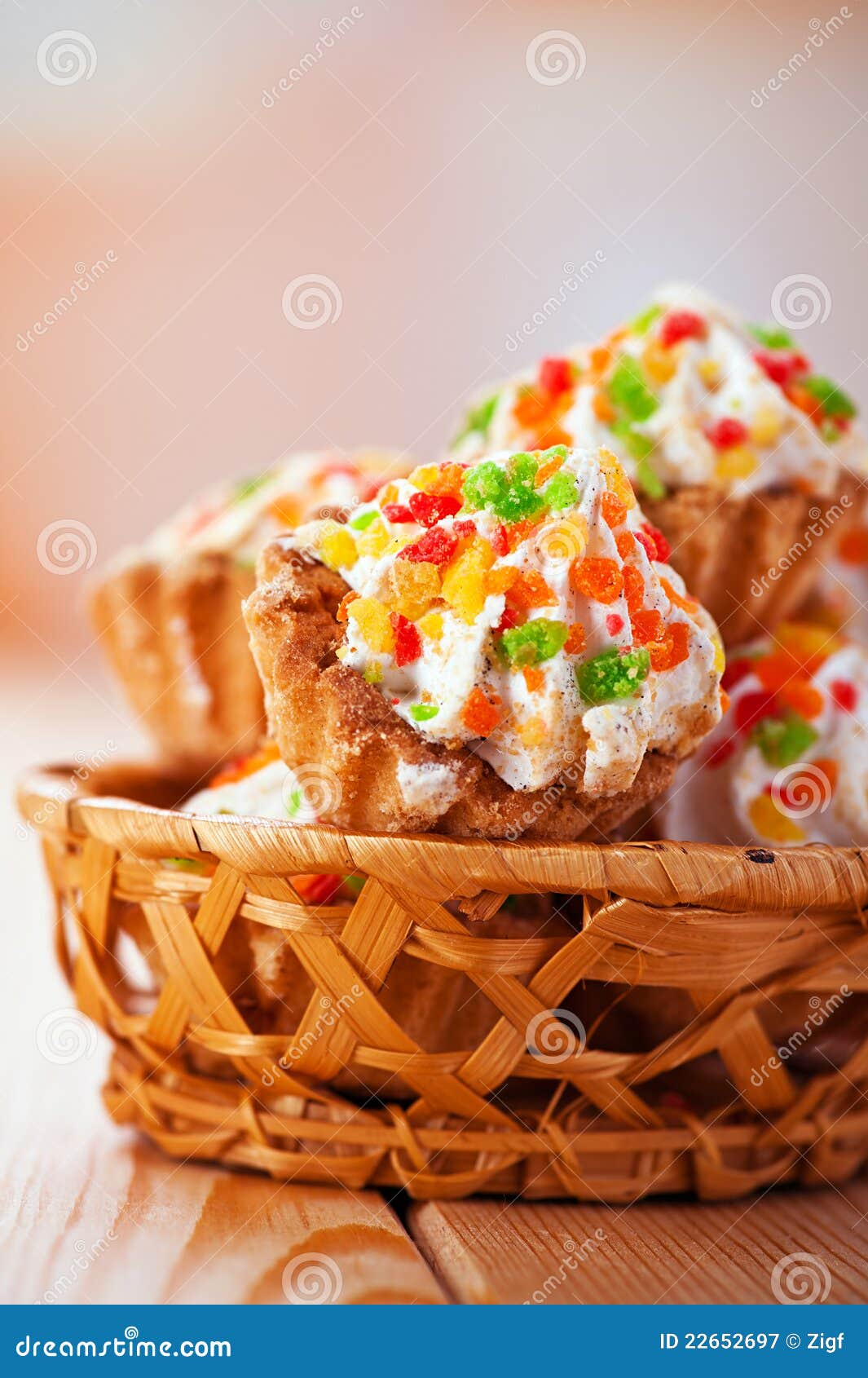 Few cakes in wicker basket stock image. Image of gastronomy - 22652697