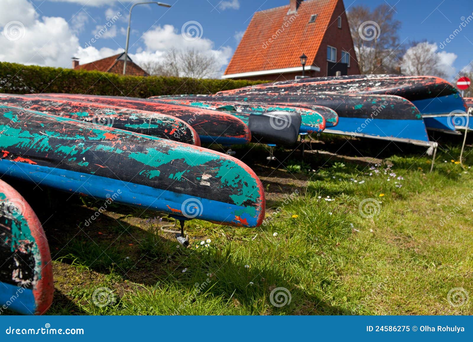 Few canoe bottoms up stock image. Image of boat, outside - 24586275