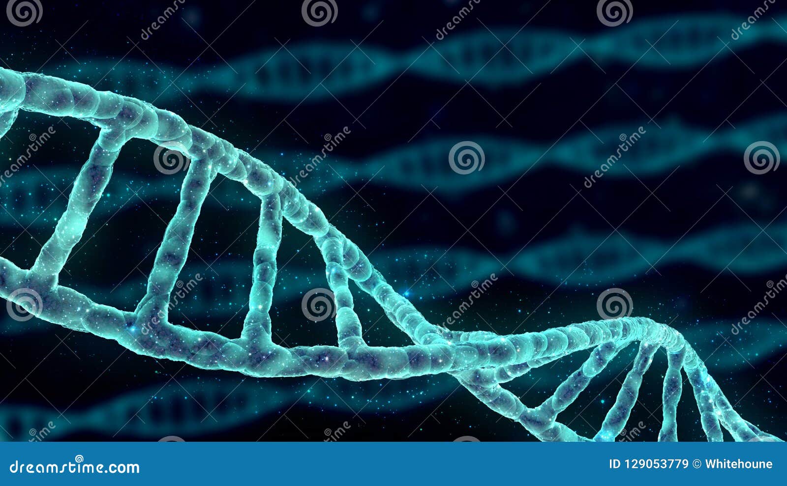 Human DNA Spiral Molecules in Abstract Deep Space Stock Illustration ...
