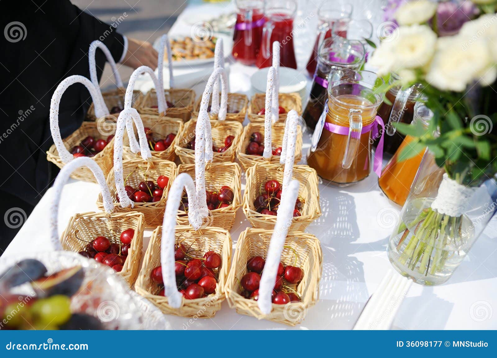 A Few Cherry Baskets on an Event Party Stock Image - Image of tasty ...