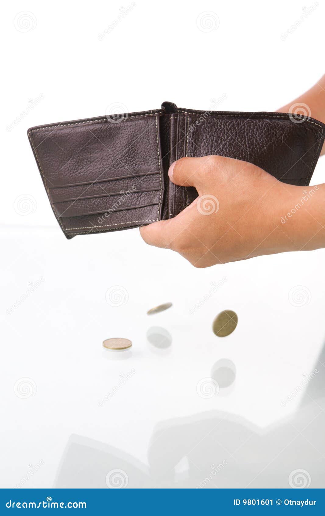 Only Few Coins Left on the Wallet Stock Image - Image of coins ...
