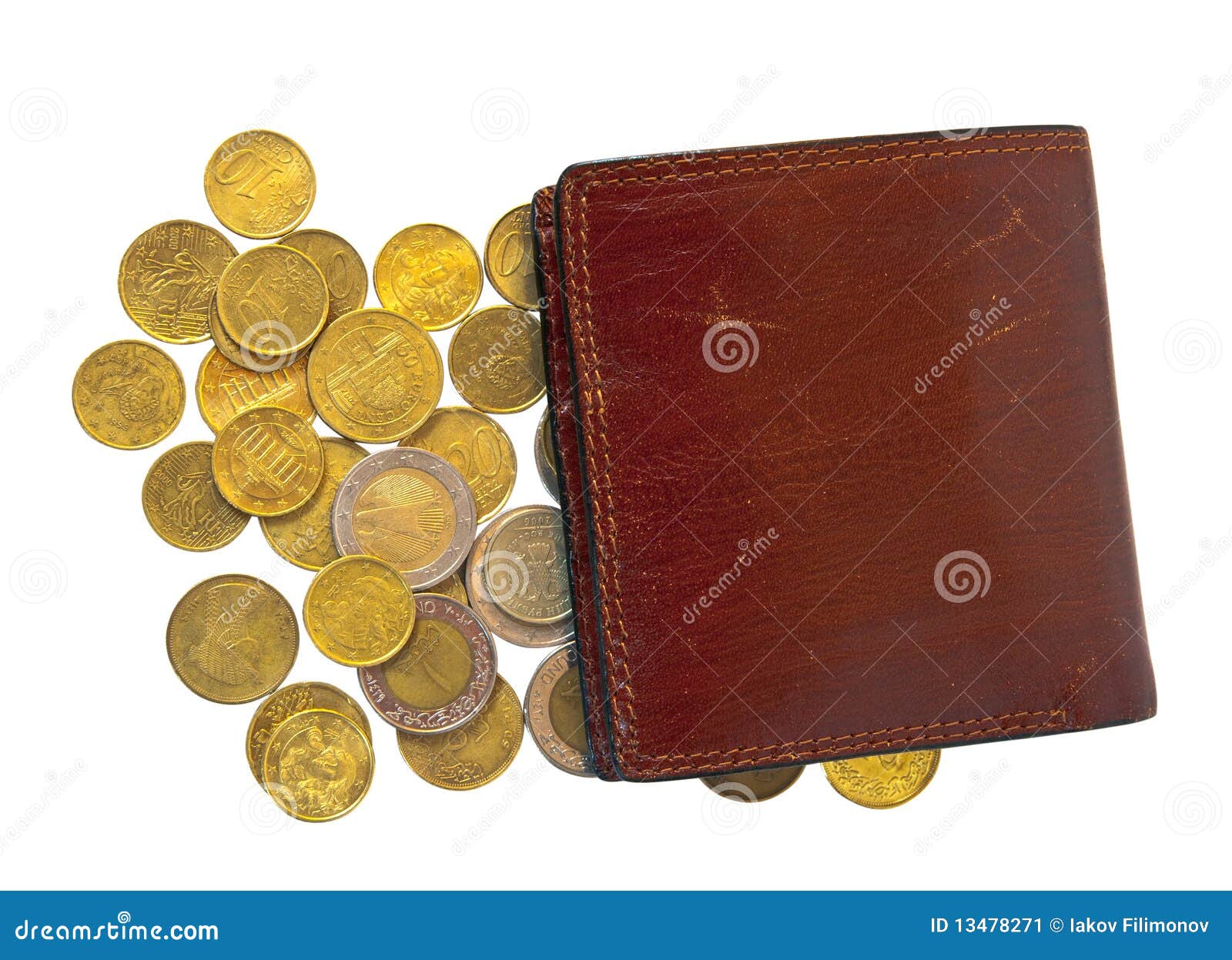 Few coins and wallet stock image. Image of commerce, money - 13478271