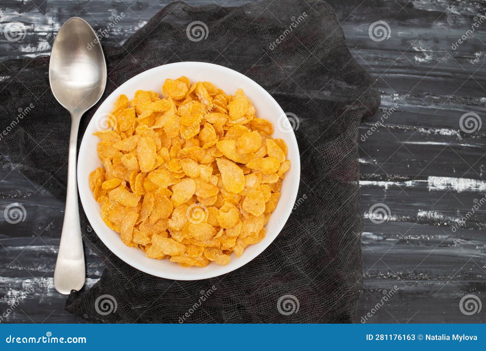 Few Corn Flakes in White Big Bowl Stock Image - Image of texture, meal ...