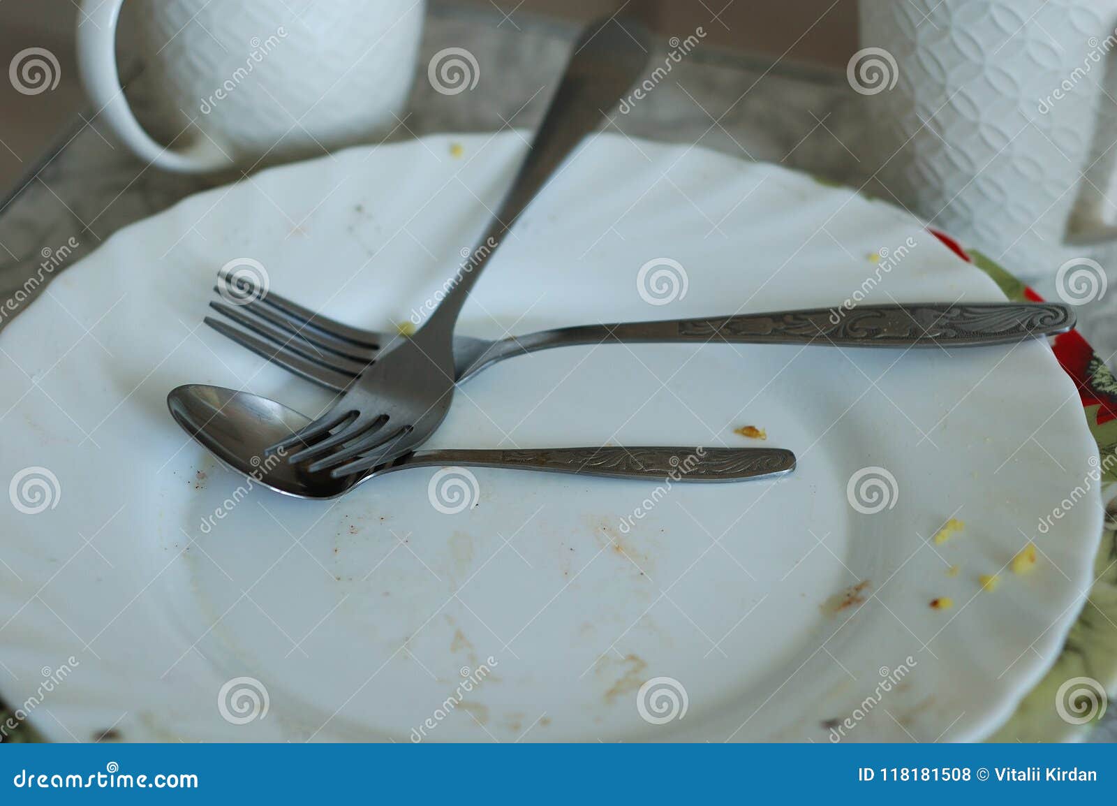 Dirty White Plates on the Table Stock Photo - Image of dishware ...