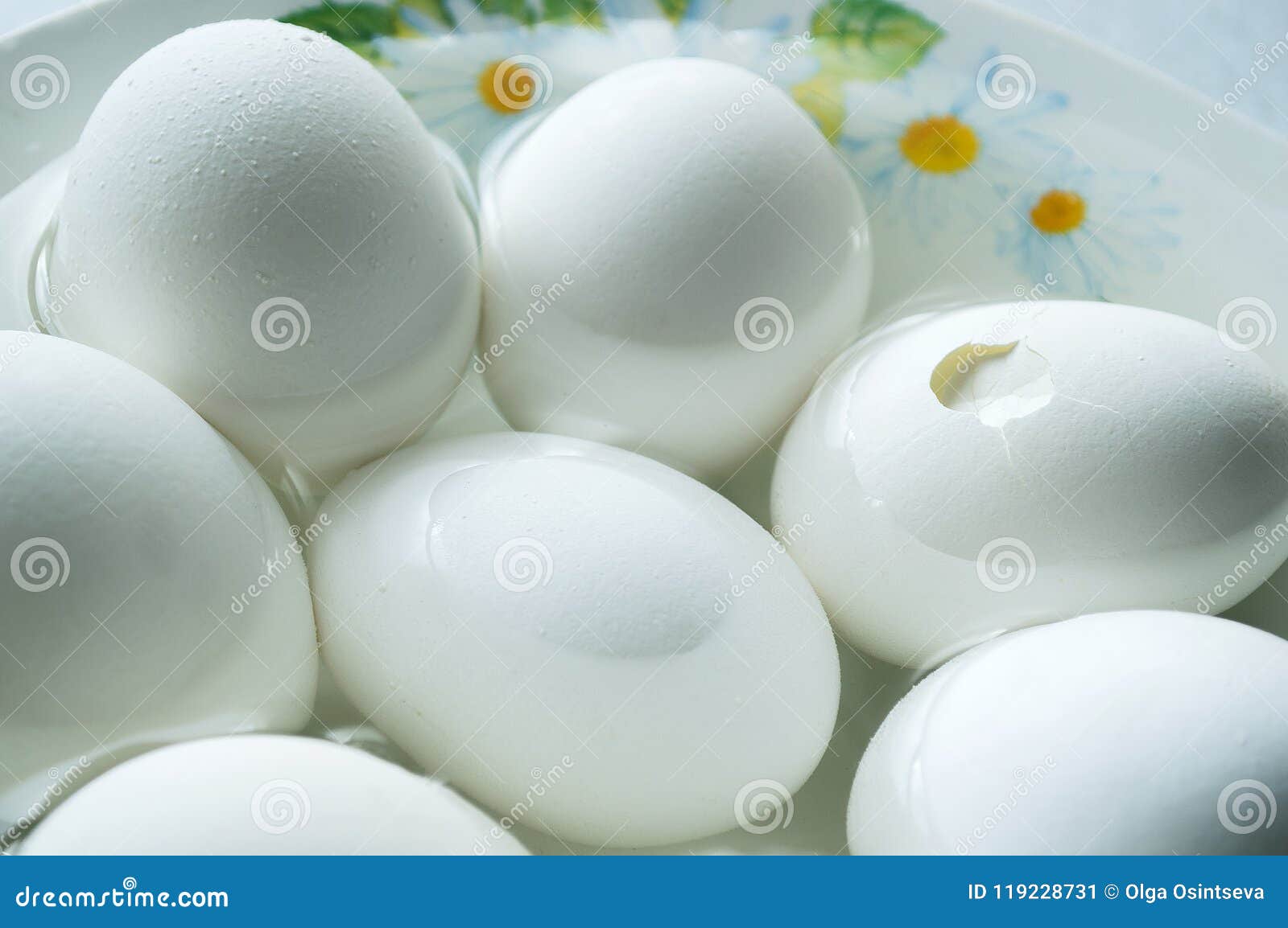 A Few Eggs in the Water on the Plate Stock Image - Image of plate ...