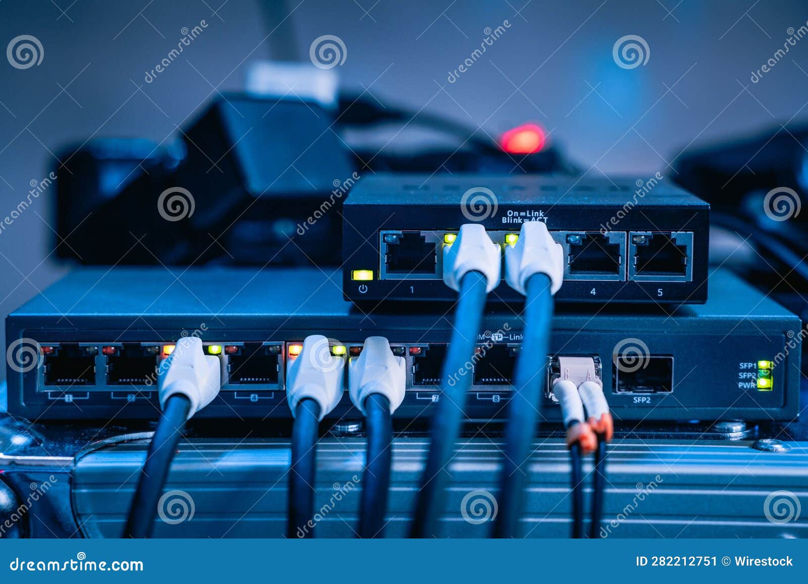 Few Ethernet Cables Connected To a Network Device Stock Image - Image ...