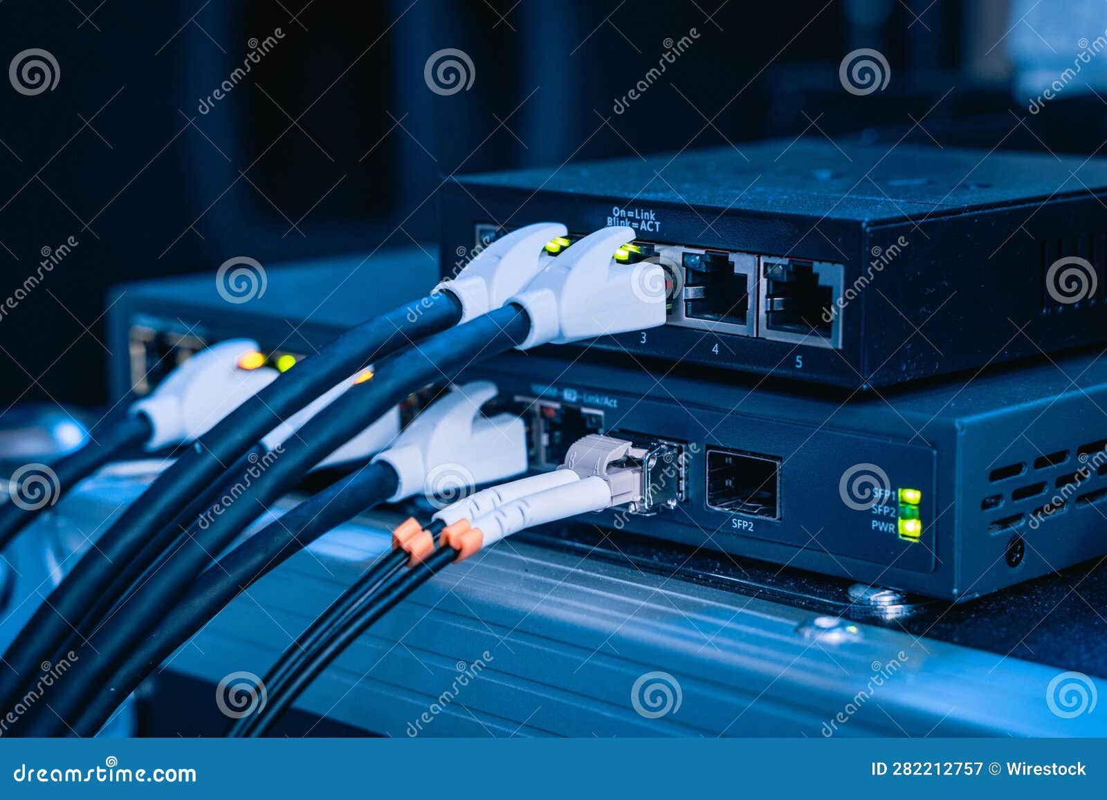 Few Ethernet Cables Connected To a Network Device Stock Image - Image ...