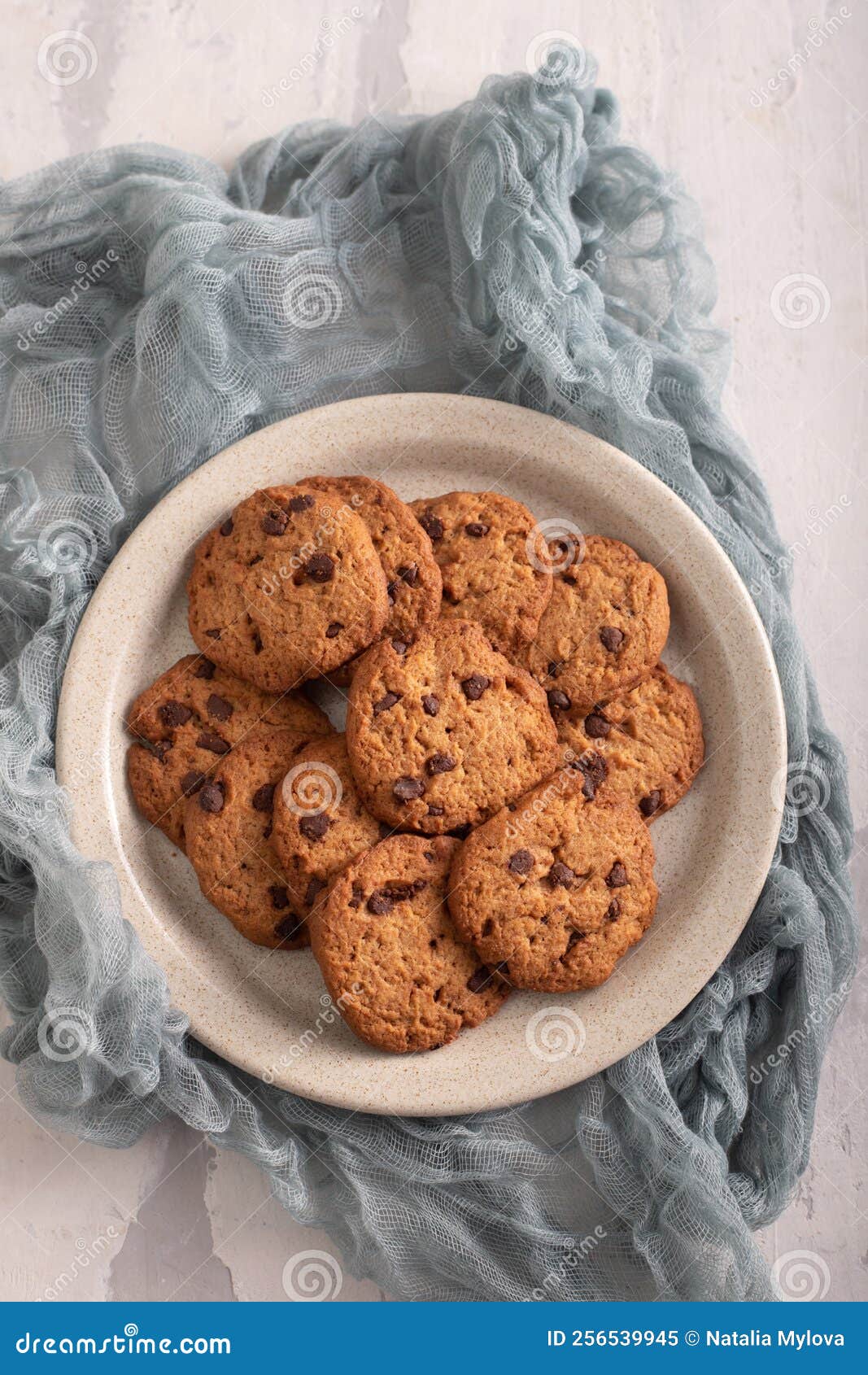 Few Fresh Tasty Cookies with Chocolate Chips Stock Image - Image of ...