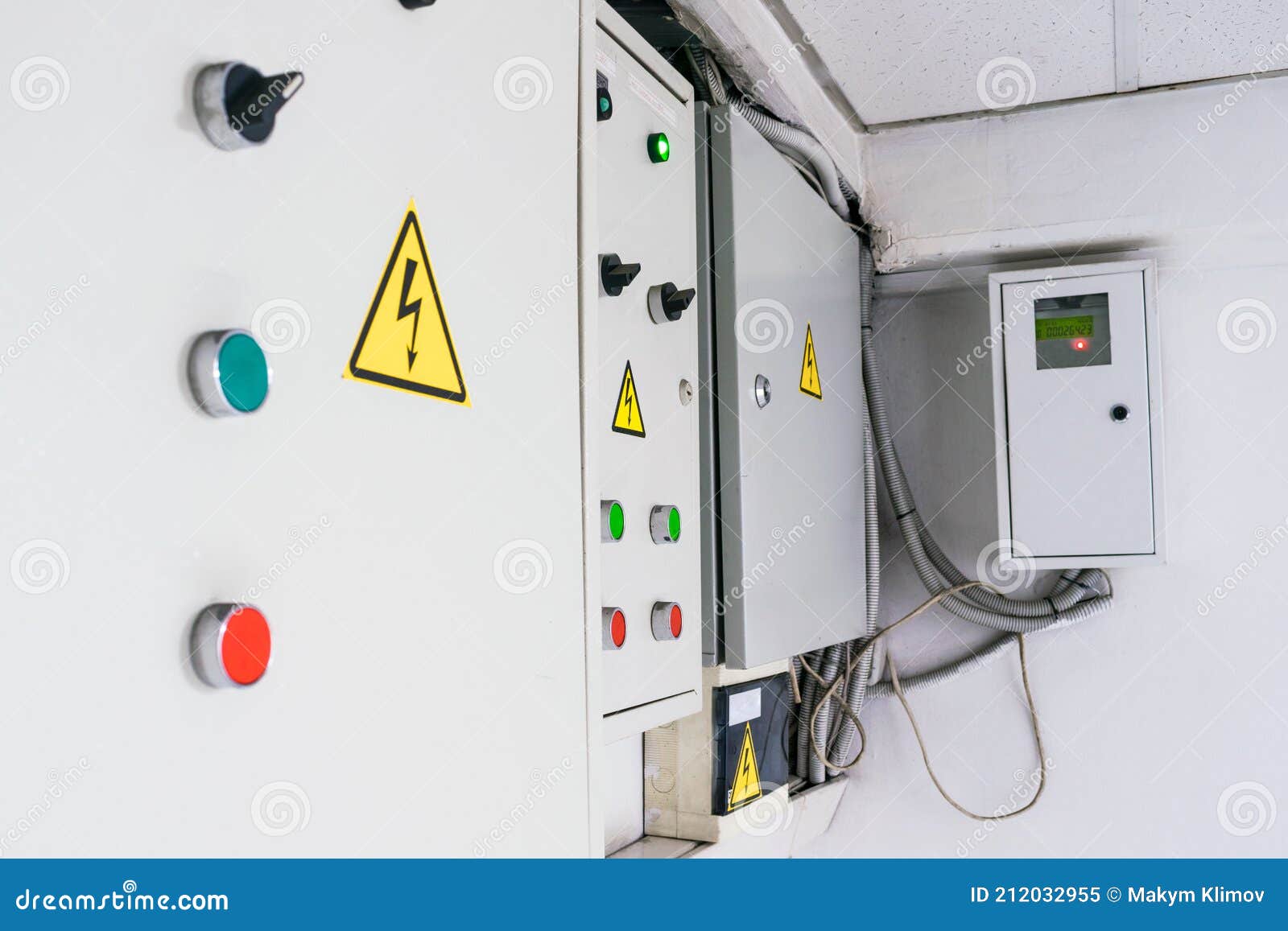 A Few Fuse Boxes are Installed on the Wall in the Basement. High ...