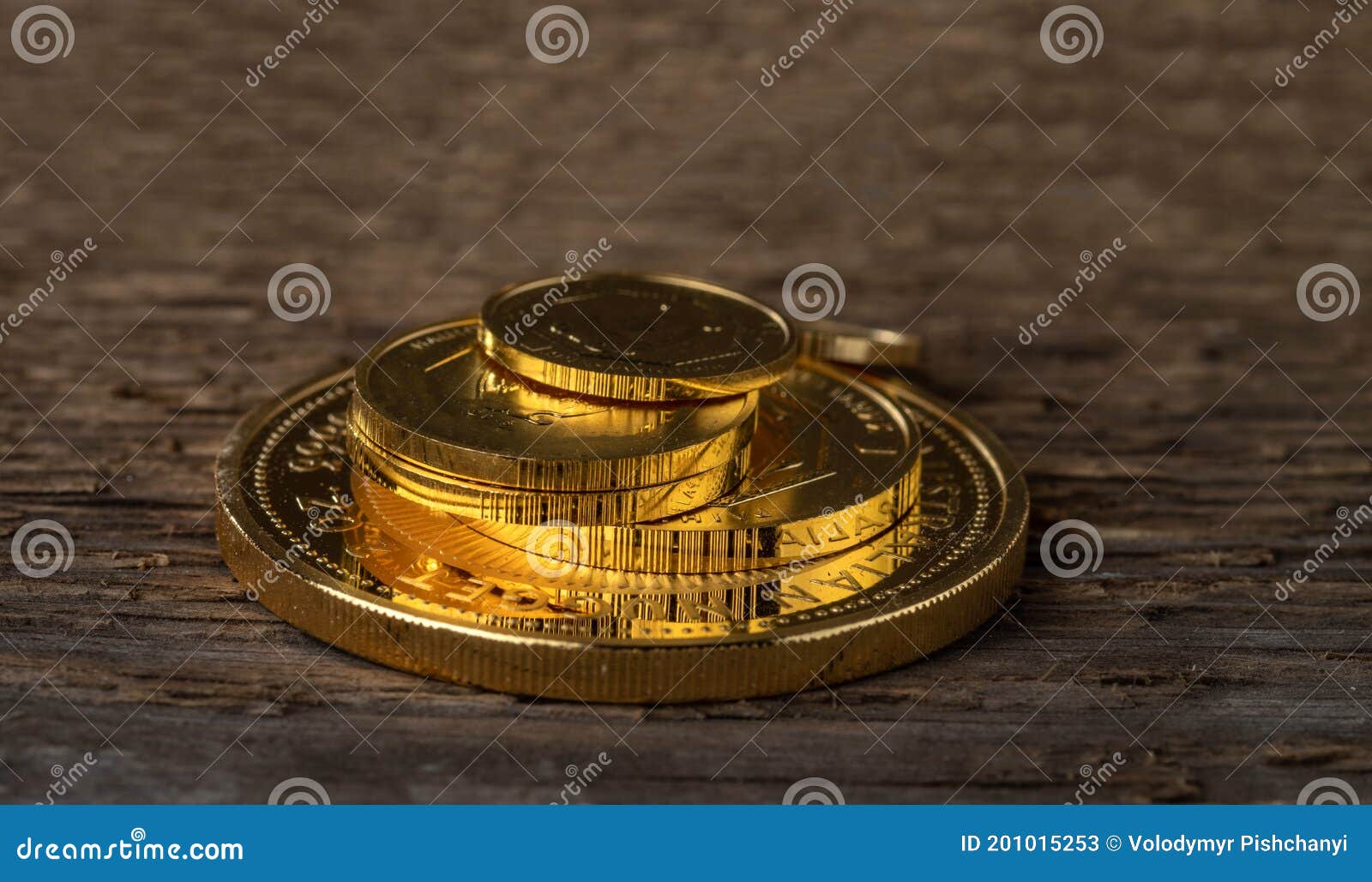 A Few Gold Coins Fineness 999.9 Stock Image - Image of inflation, metal ...