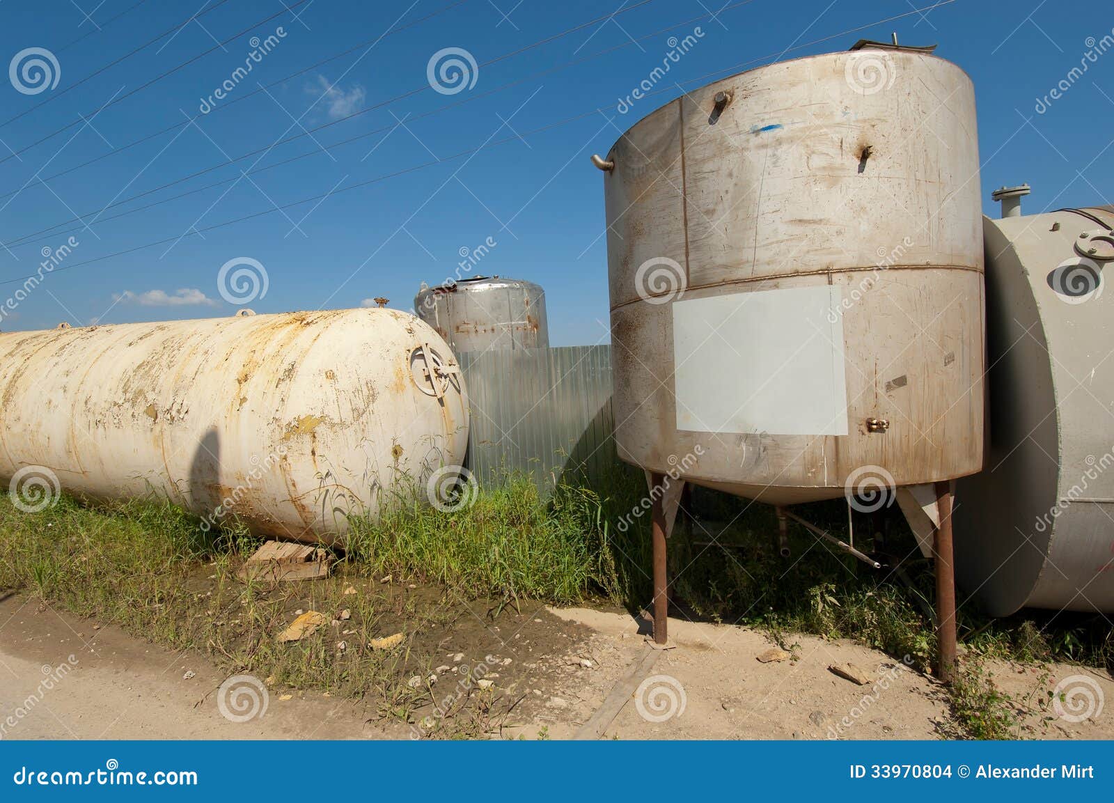 Few metal tank in row stock photo. Image of industry - 33970804