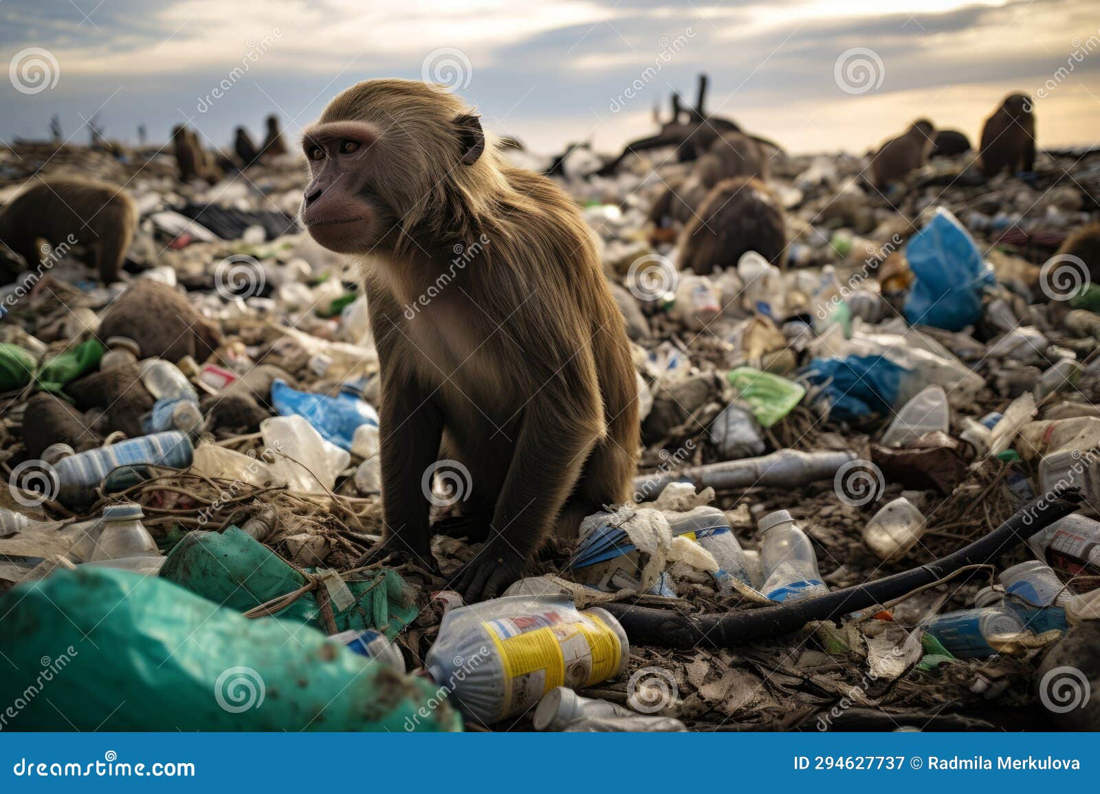 A Few Monkeys in a Garbage Dump Stock Image - Image of heap, disposal ...