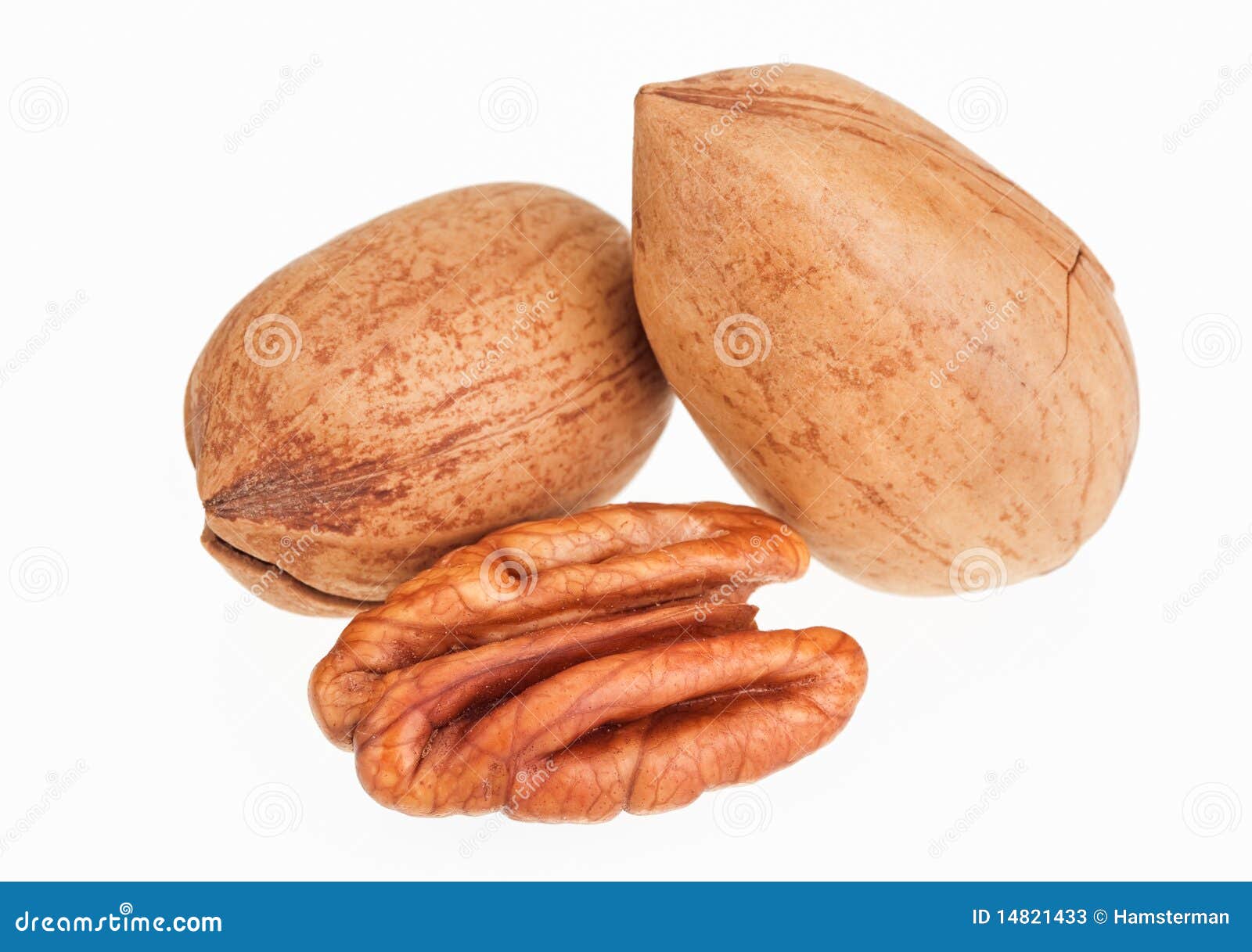 Few Pecan Nuts, One Cracked Stock Image - Image of white, isolated ...
