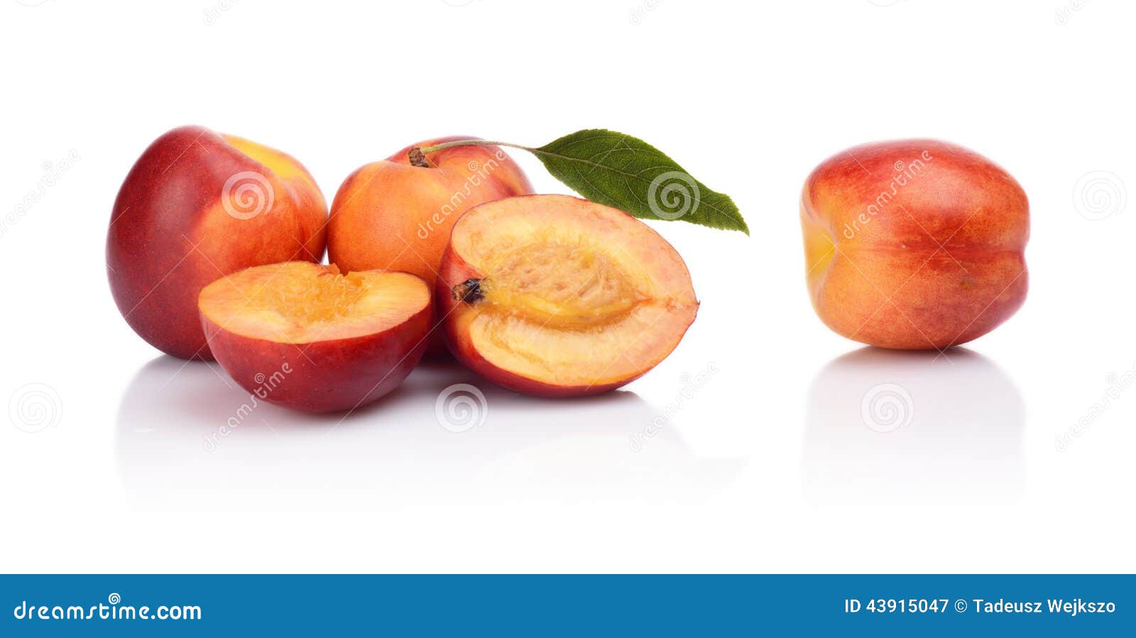 Few Sliced Nectarines with Leaf on White Stock Image - Image of crop ...