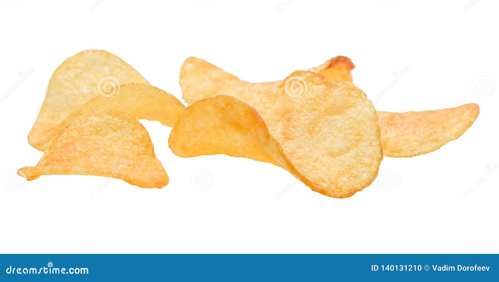 A Few Slices of Crispy Chips. White Isolated Background. Close Up Stock ...