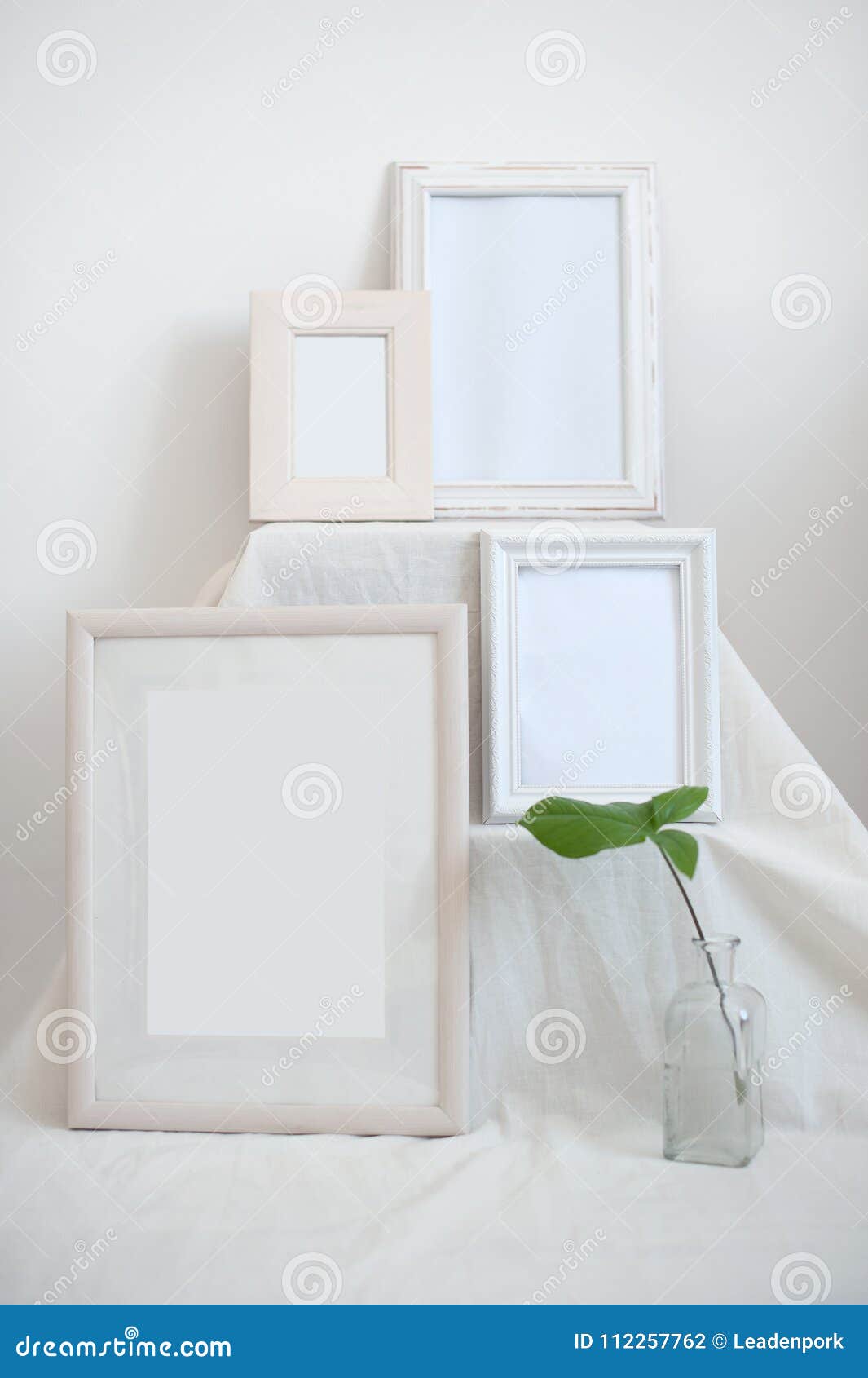 A few white wedding frames stock photo. Image of decor - 112257762