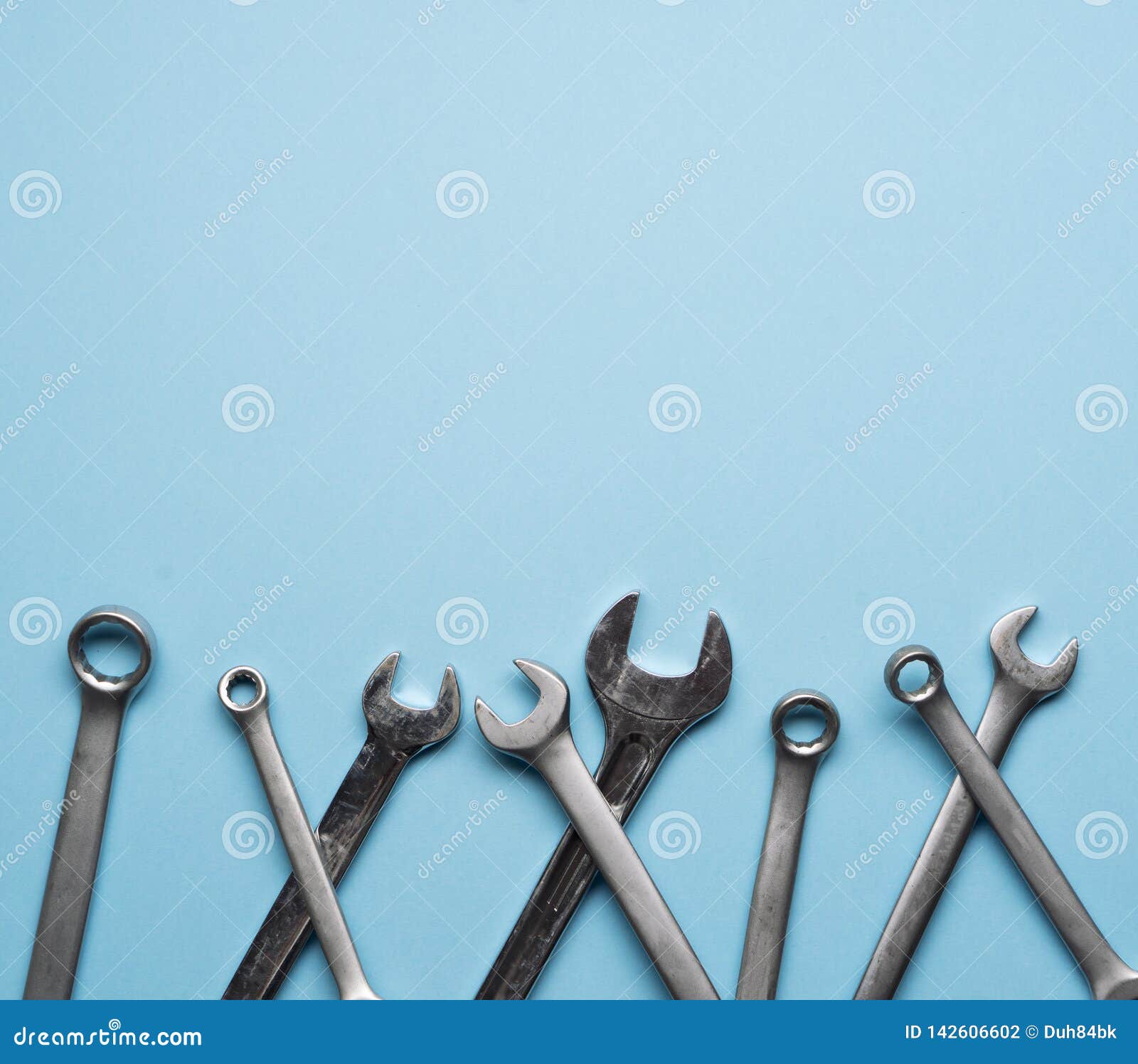 A Few Wrenches on a Blue Background. Stock Photo - Image of background ...