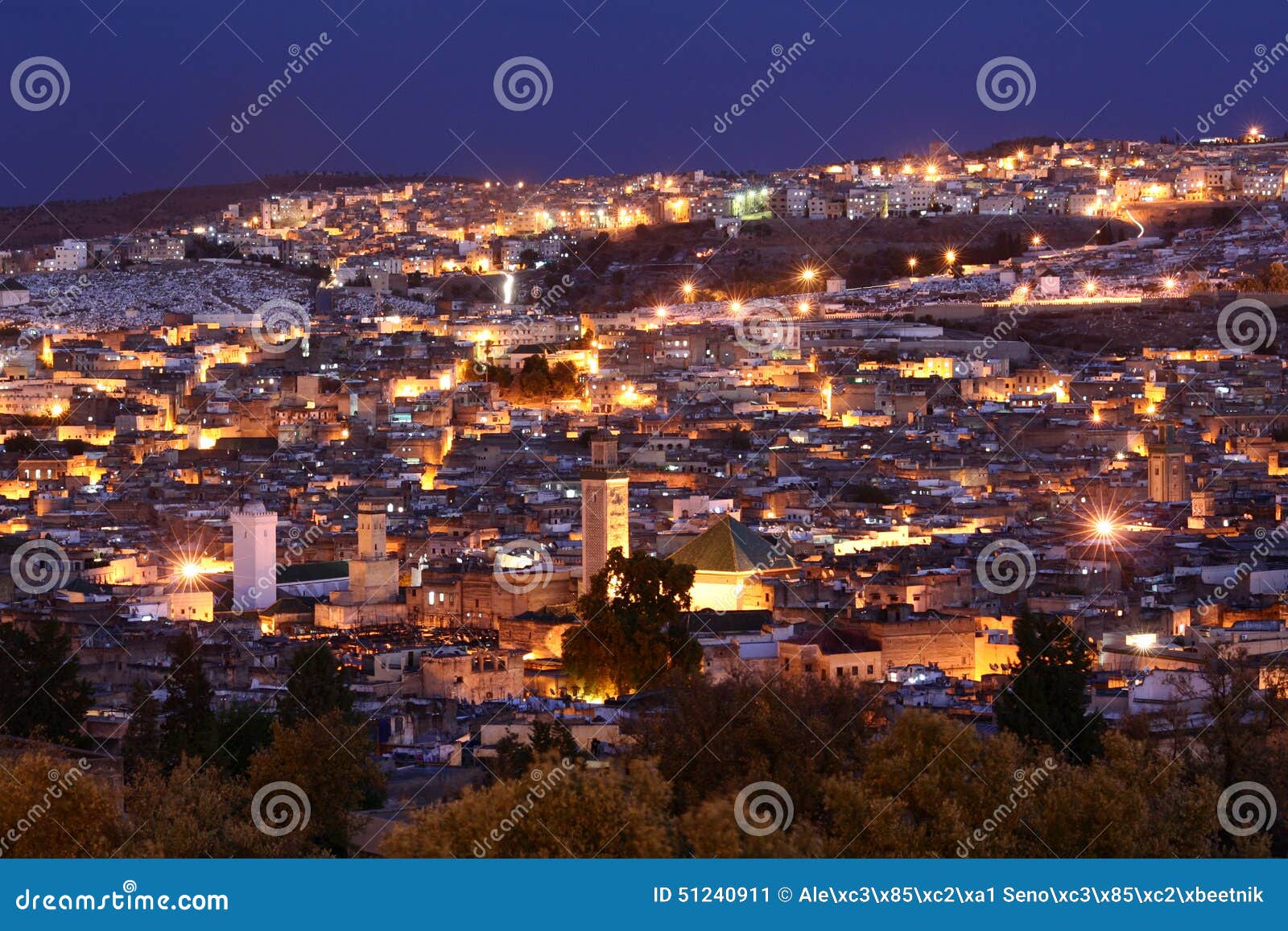Fez at night stock image. Image of travelling, mosque - 51240911
