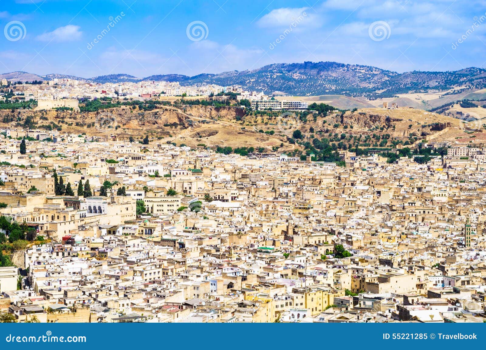 Fez Panoramic View of Town, Marocco. Stock Image - Image of typical ...
