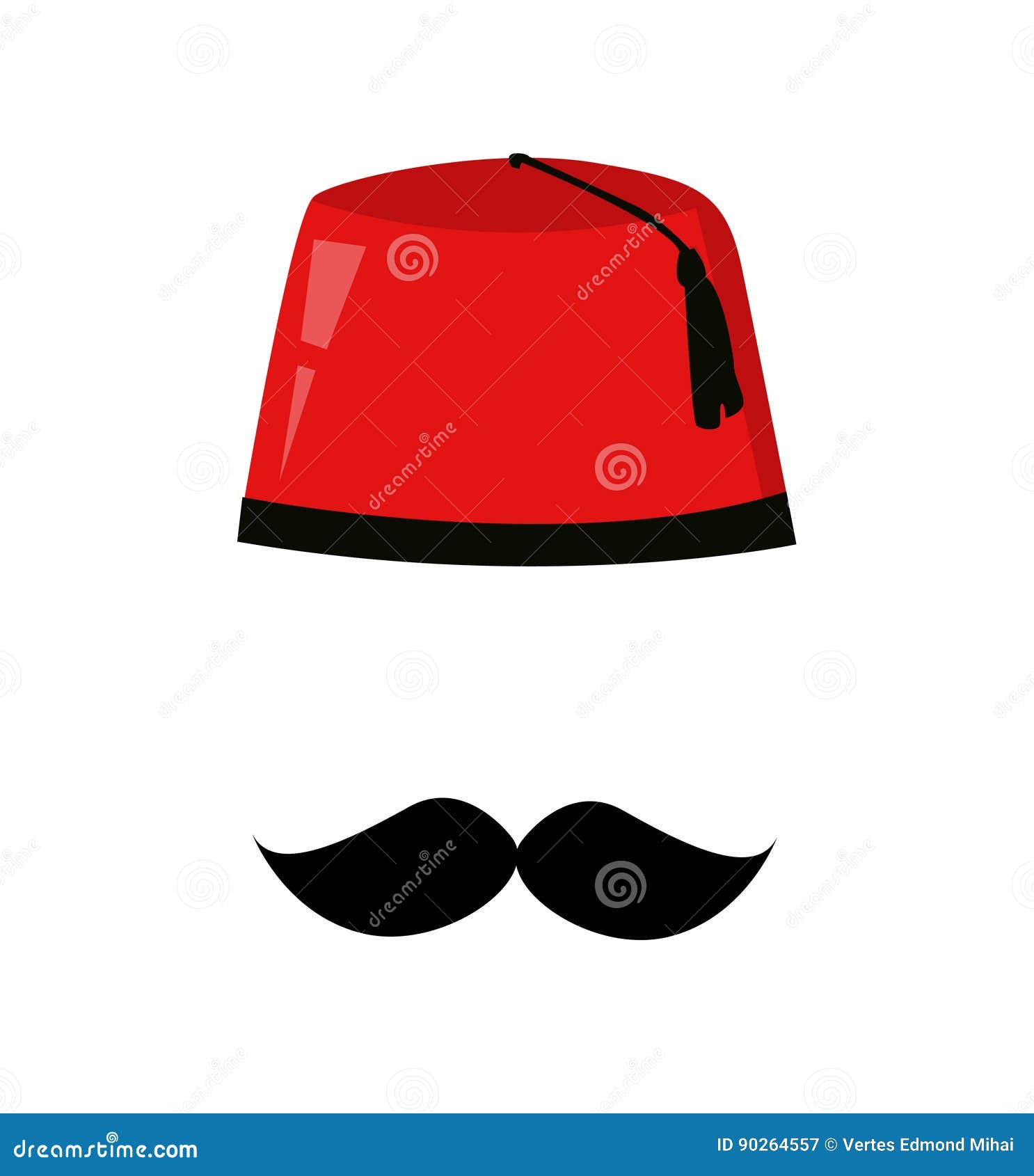 Fez Turco Vermelho Do Chapéu E Bigode Preto Ilustração do Vetor ...