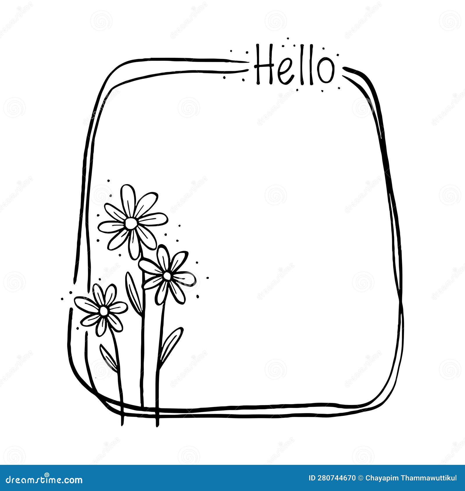 FF016 Hello Flowers Frame stock vector. Illustration of sticker - 280744670