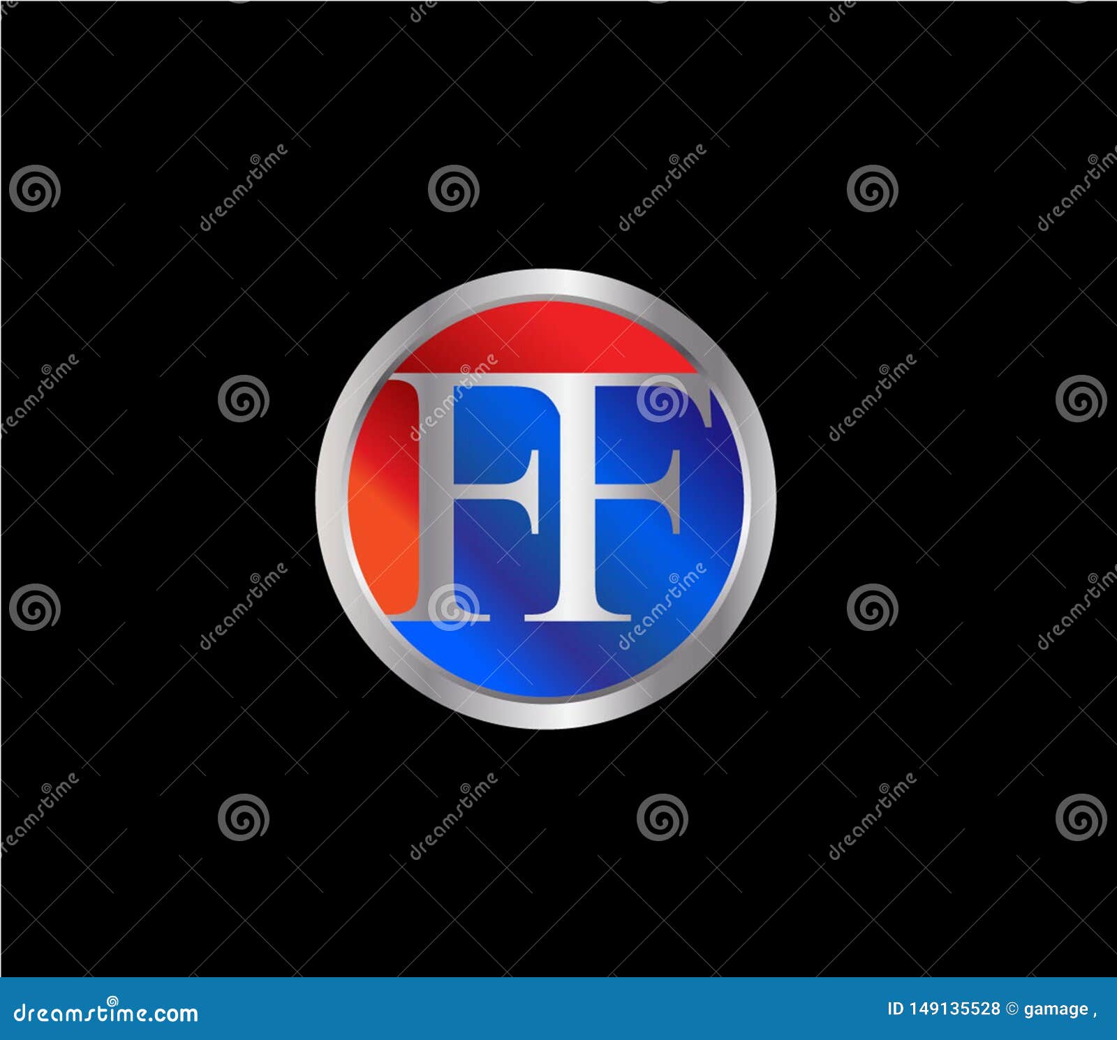 FF Initial Circle Shape Red Blue Silver Color Later Logo Design Stock ...