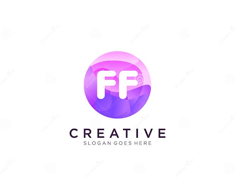 FF Initial Logo with Colorful Circle Template Vector Stock Vector ...