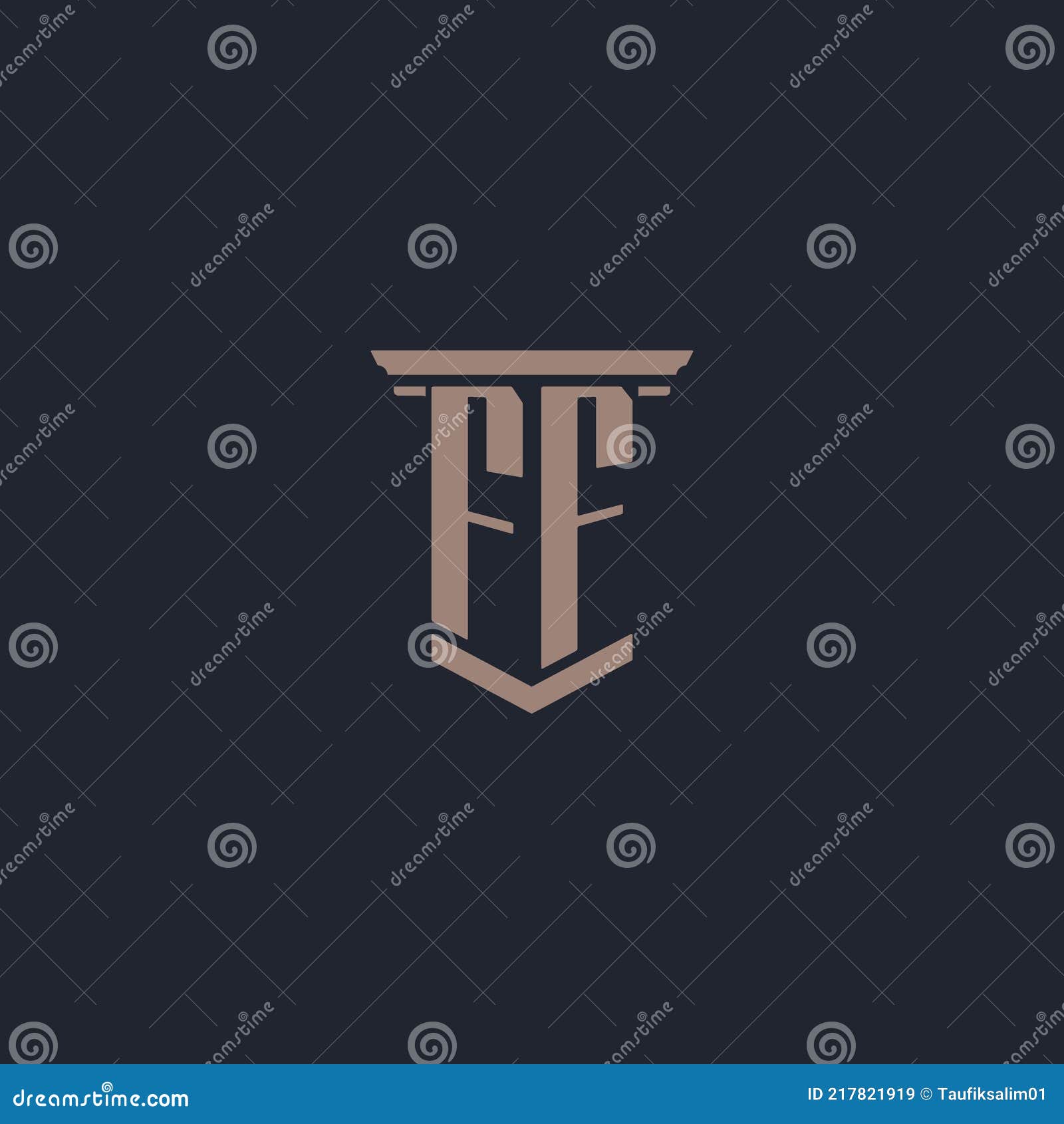 FF Initial Monogram Logo with Pillar Style Design Stock Vector ...