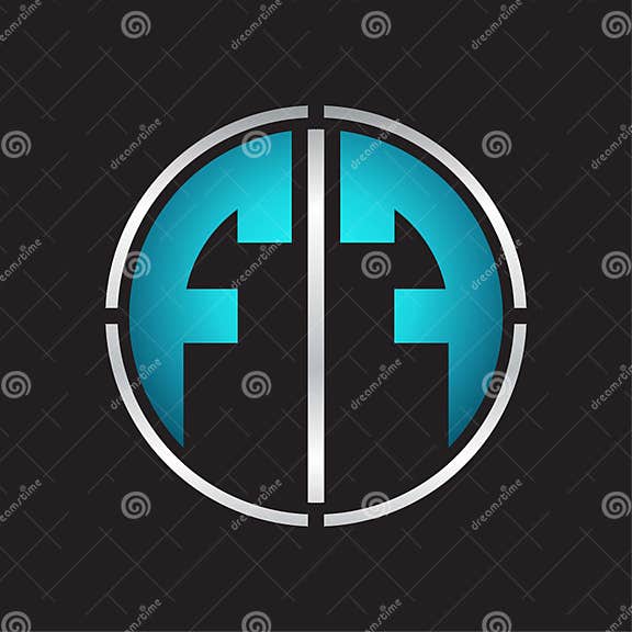 FF Logo Initial with Circle Line Cut Design Template on Blue Colors ...