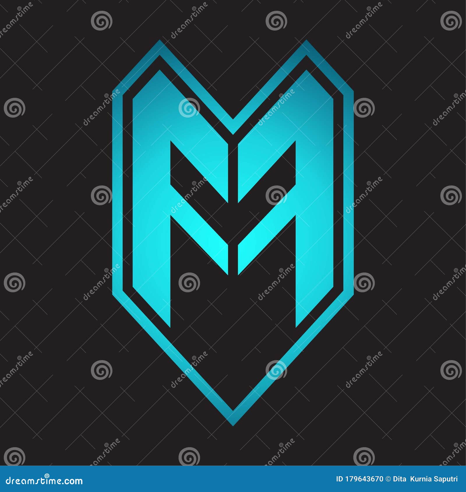 FF Logo Monogram with Emblem Line Style Isolated on Blue Gradient ...