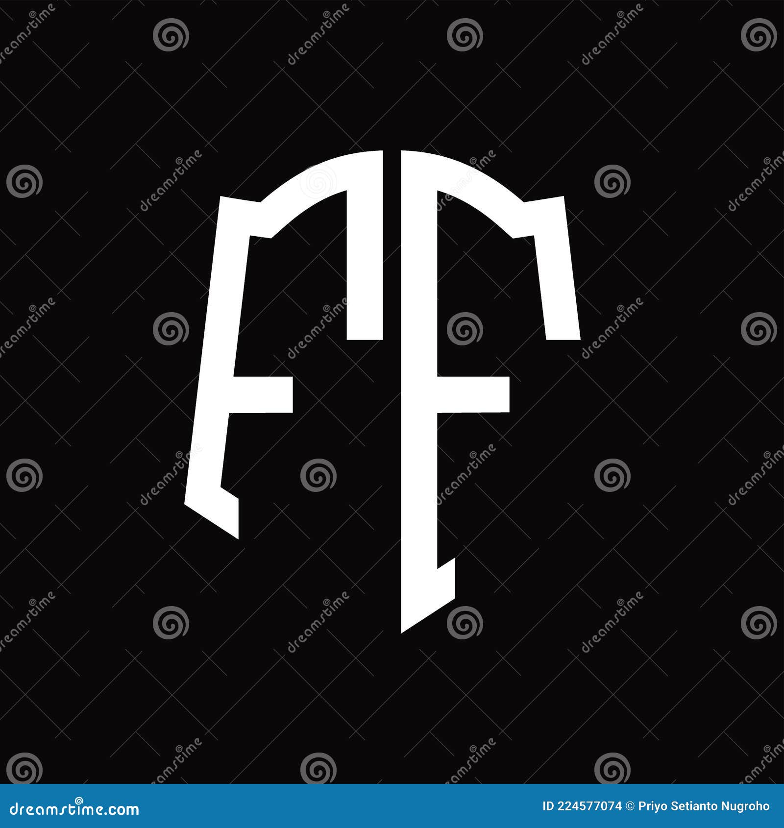 FF Logo Monogram with Shield Shape Ribbon Design Template Stock Vector ...