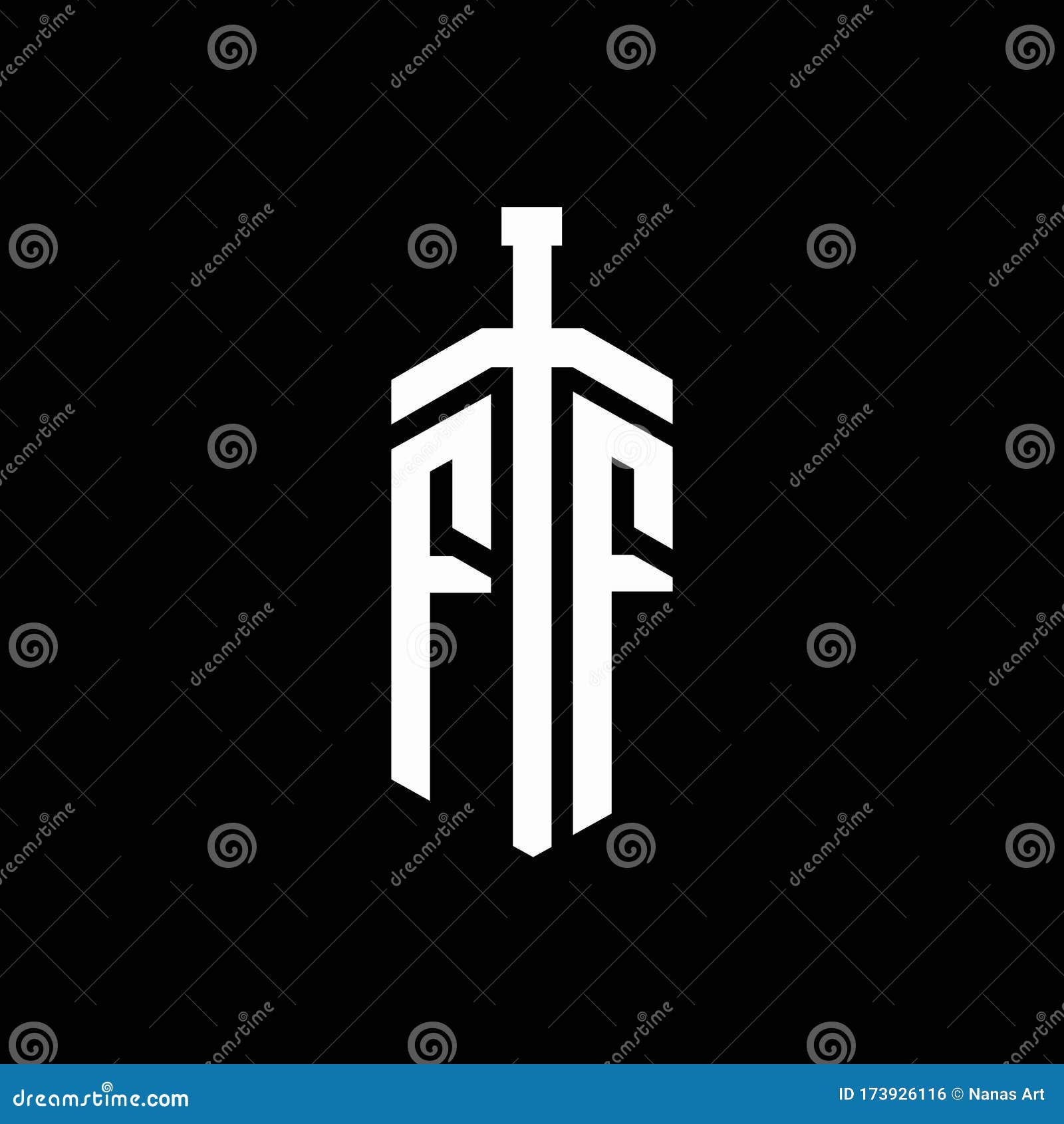 FF Logo Monogram with Sword Element Ribbon Design Template Stock Vector ...