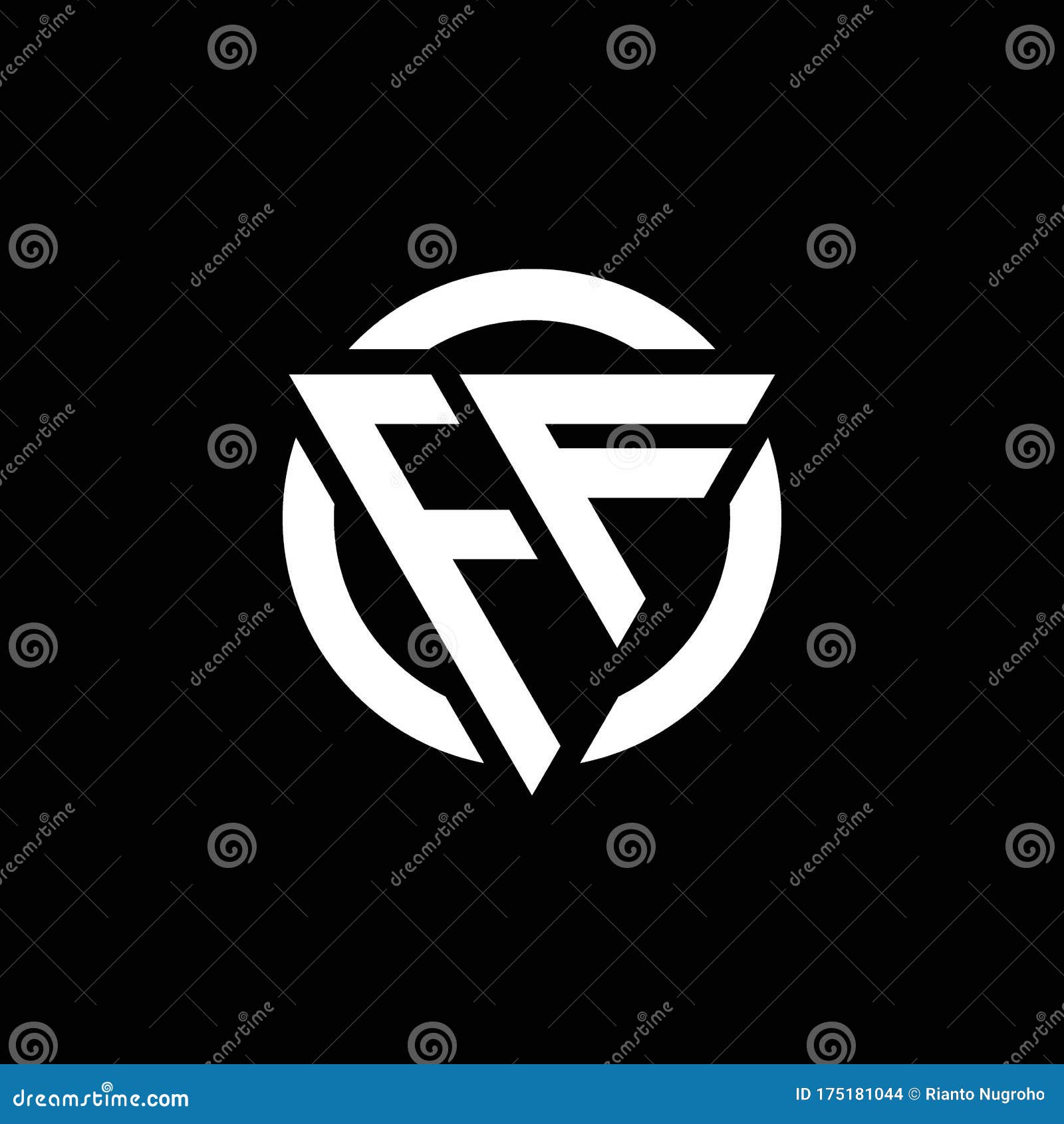 FF Logo with Triangle Shape and Circle Rounded Design Template Stock ...