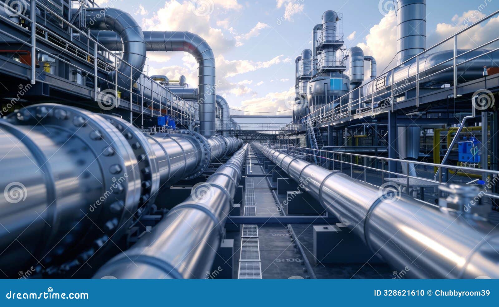Pure Hydrogen Gas Pipeline For The Production Of Renewable Energy Stock ...