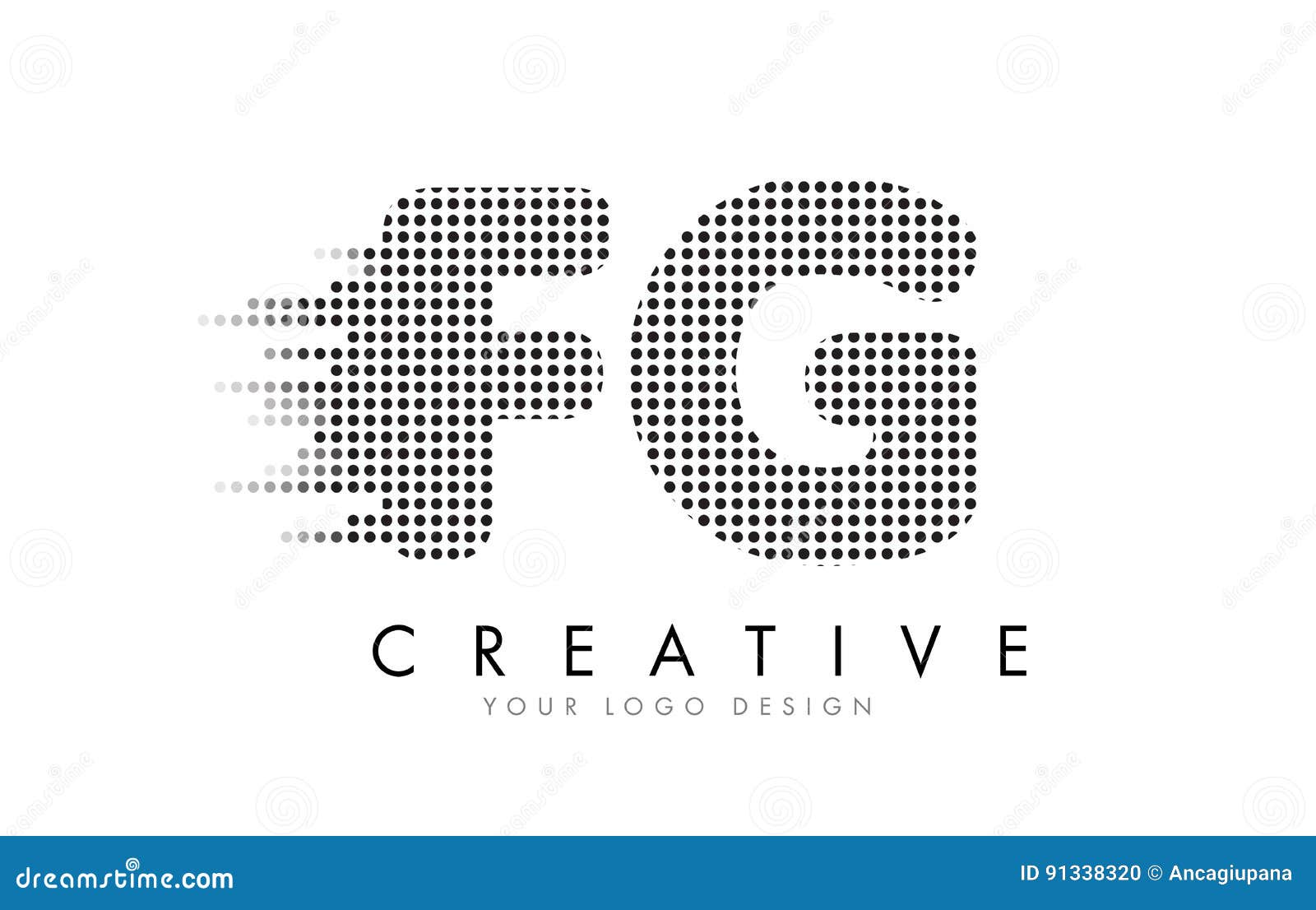 FG F G Letter Logo with Black Dots and Trails. Stock Vector ...