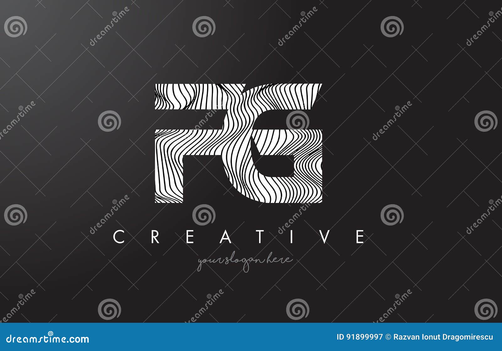 FG F G Letter Logo with Zebra Lines Texture Design Vector. Stock Vector ...