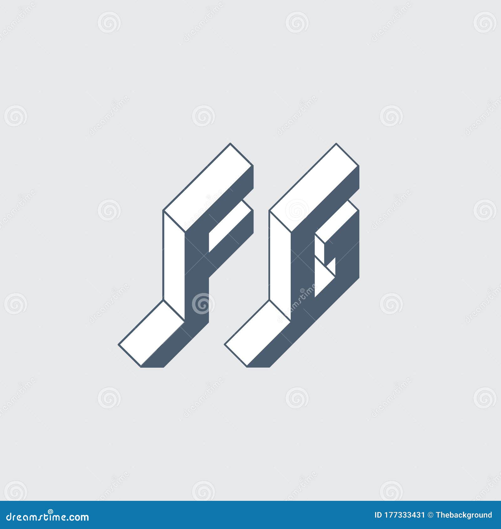 FG - 2-letter Code. F and G - Monogram or Logotype. Isometric 3d Font ...