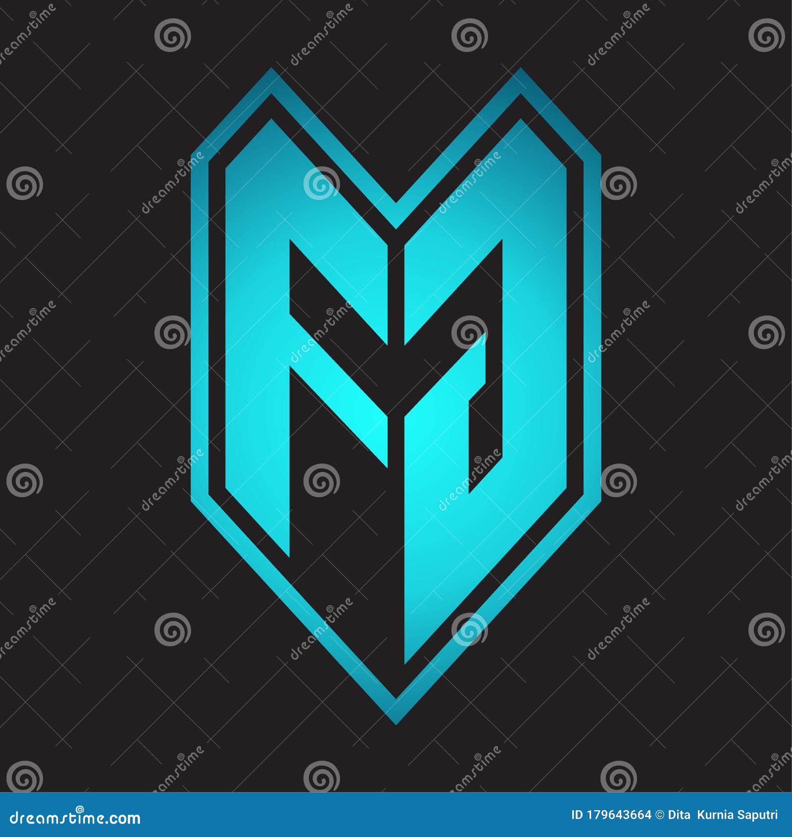 FG Logo Monogram with Emblem Line Style Isolated on Blue Gradient ...
